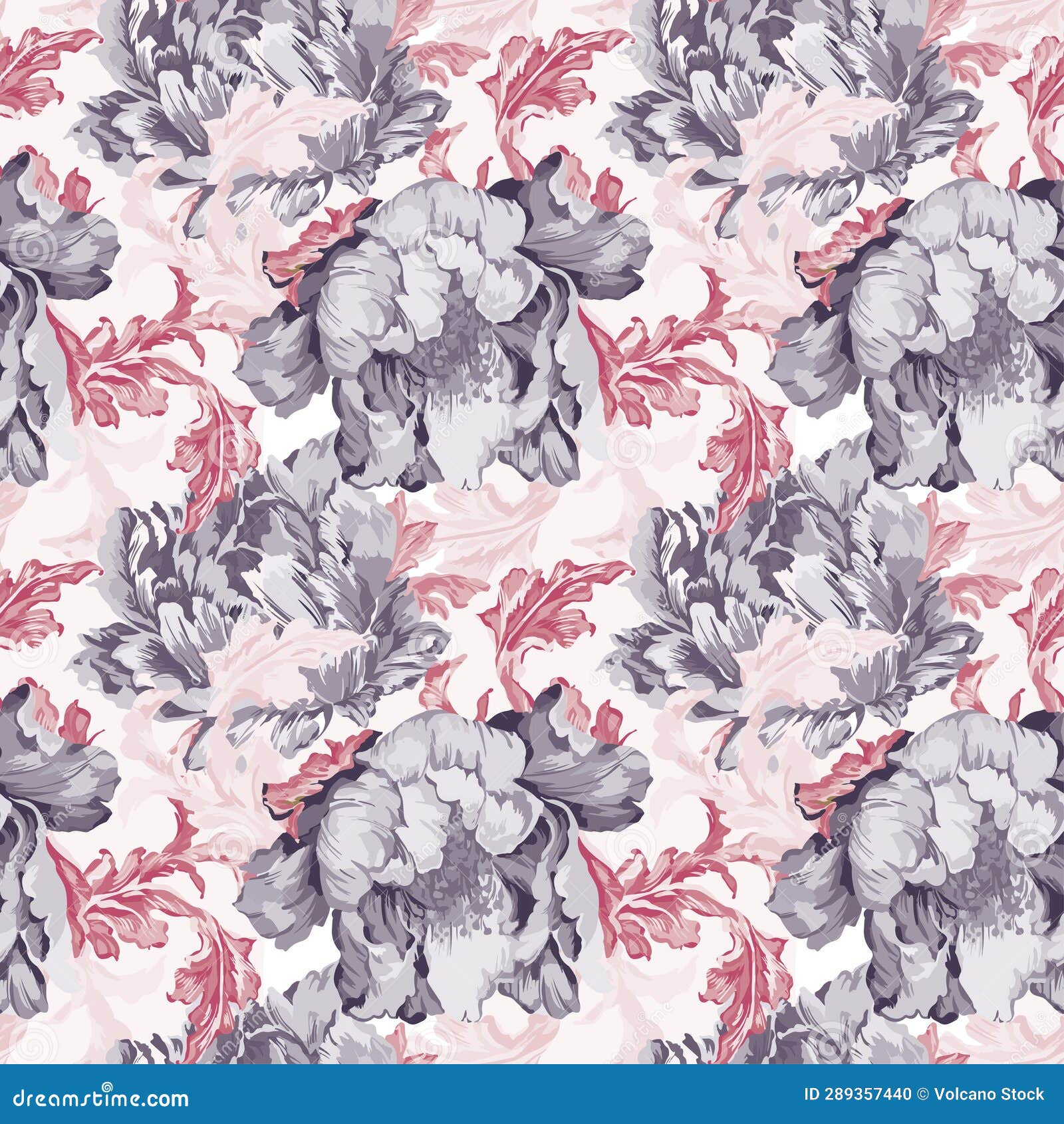 Seamless Pattern with Light Pink Rose Flowers and Green Leaves on White ...