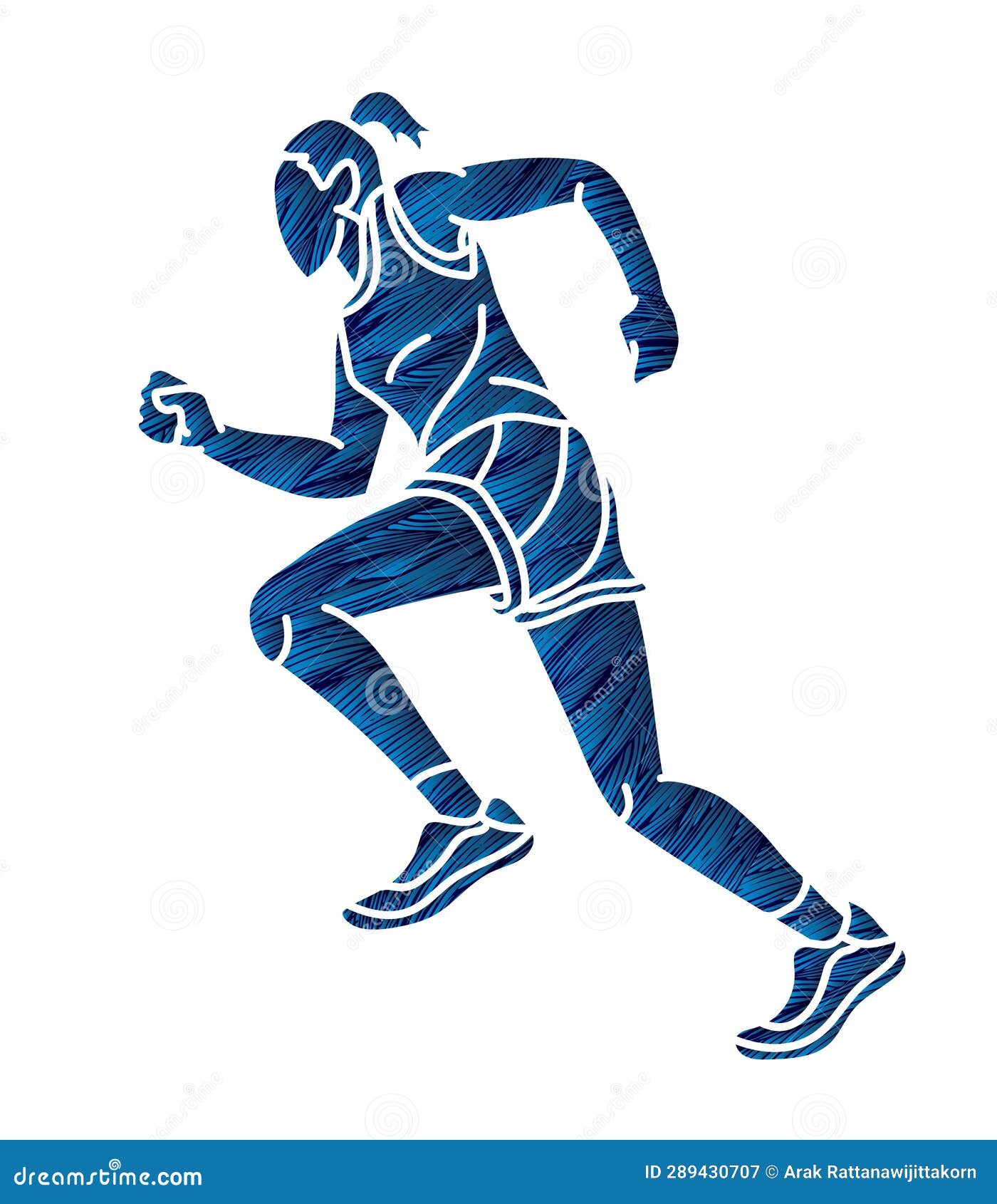 A Woman Start Running Action Marathon Runner Cartoon Female Run Stock ...
