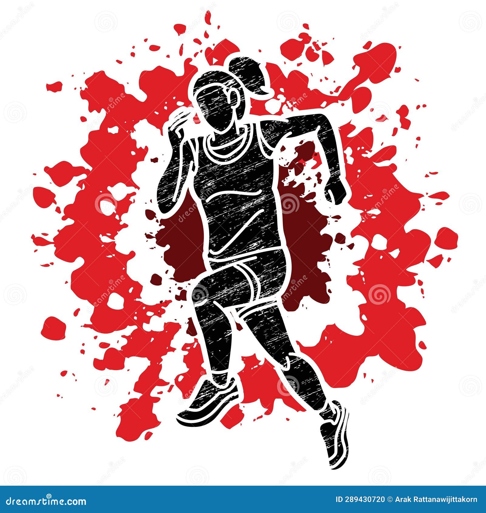 A Woman Start Running Action Marathon Runner Cartoon Female Run Stock ...