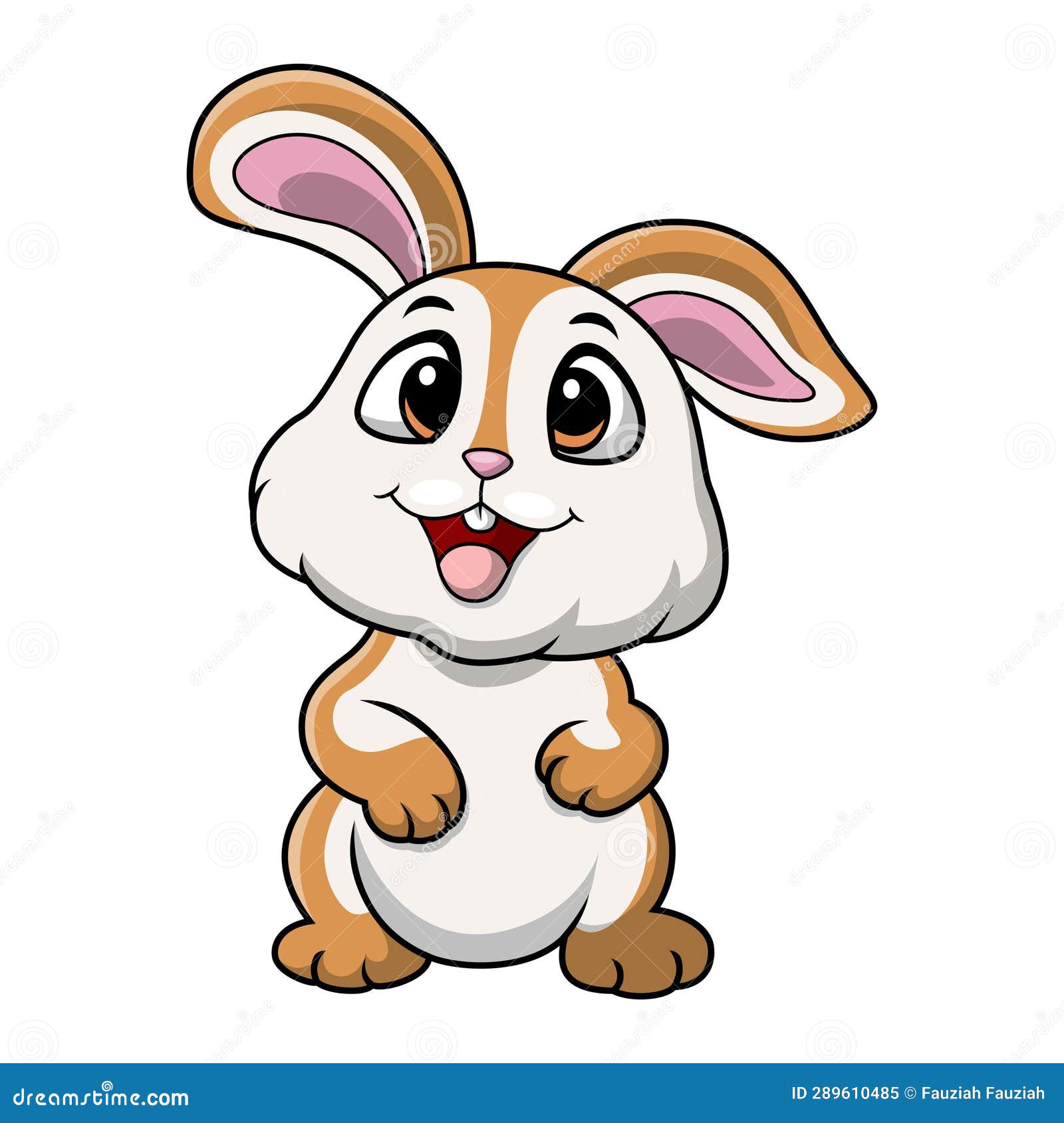Cute Little Rabbit Cartoon Standing Stock Vector - Illustration of ...