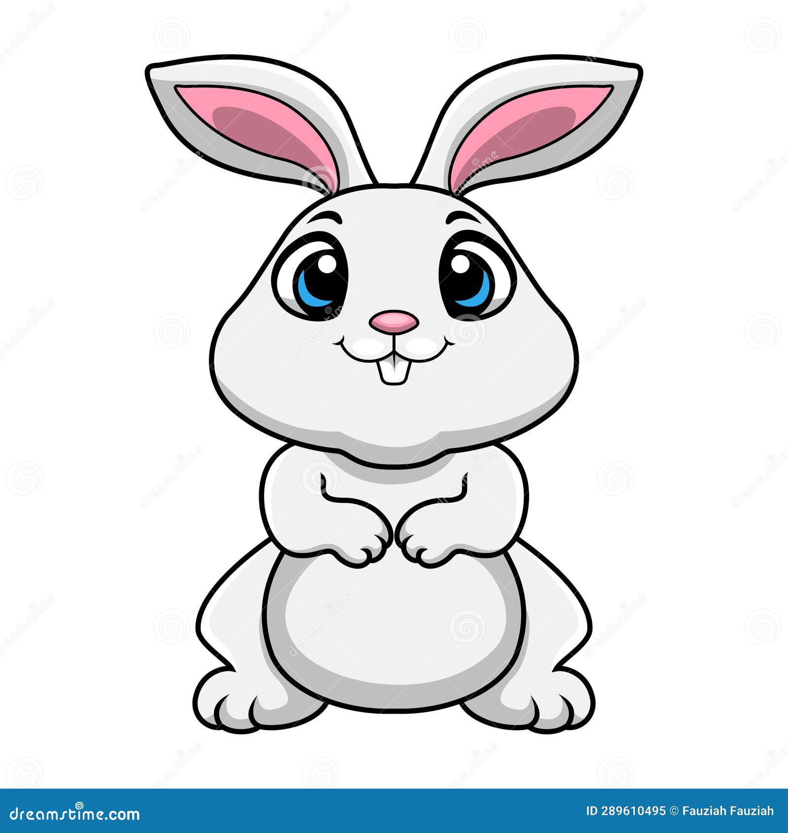 Cute White Rabbit Cartoon Standing Stock Vector - Illustration of ...