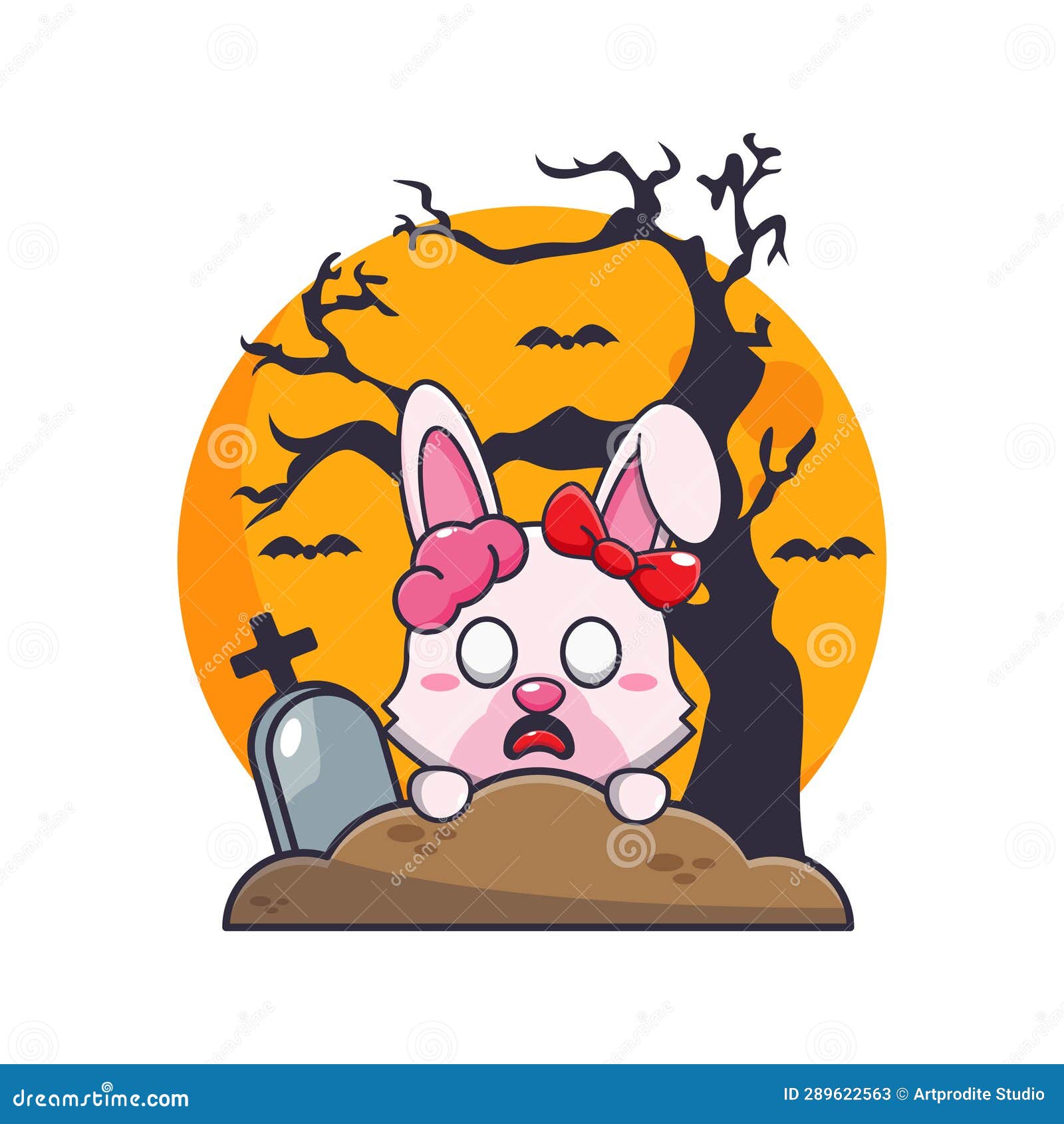 Zombie Bunny Rise from Graveyard in Halloween Day. Stock Vector ...