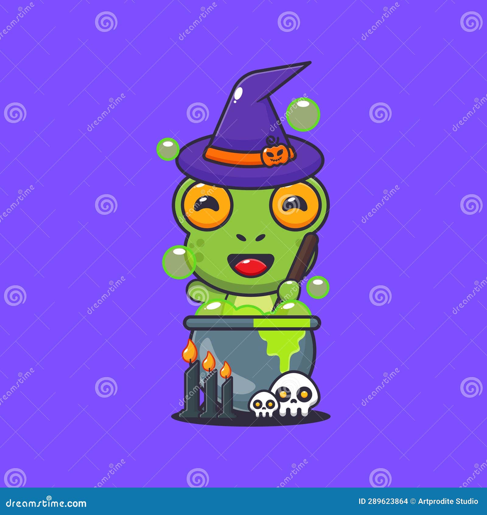 Witch Frog Making Potion in Halloween Day. Stock Vector - Illustration ...