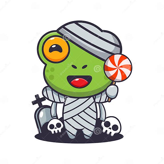 Mummy Frog Holding Halloween Candy. Cute Halloween Cartoon Illustration ...
