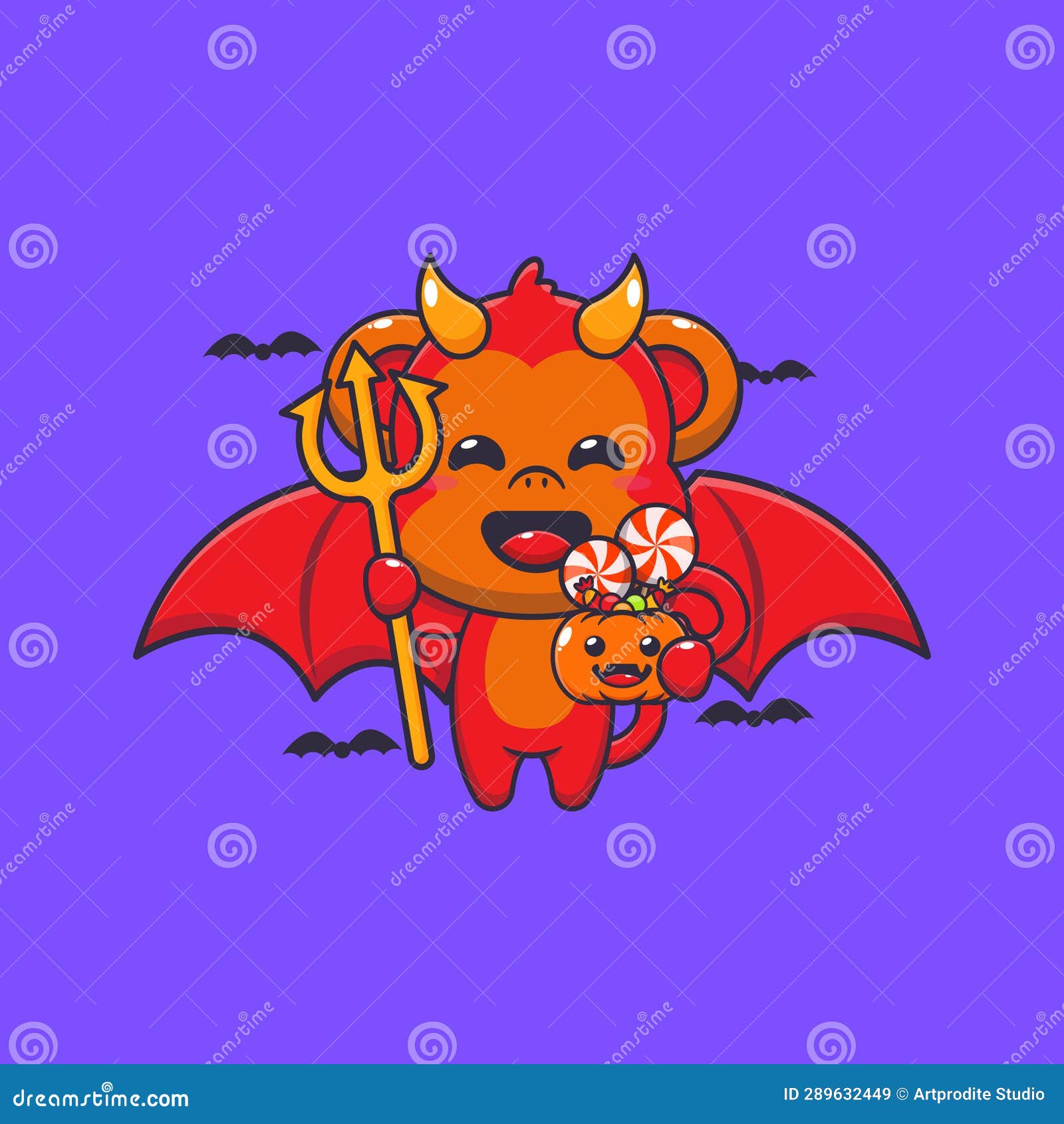 Devil Monkey in Halloween Day. Cute Halloween Cartoon Illustration ...