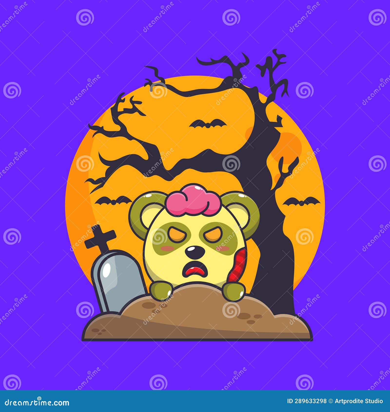 Zombie Panda Isolated. Zombi Chinese Bear. Beast Revived Dead . Monster ...