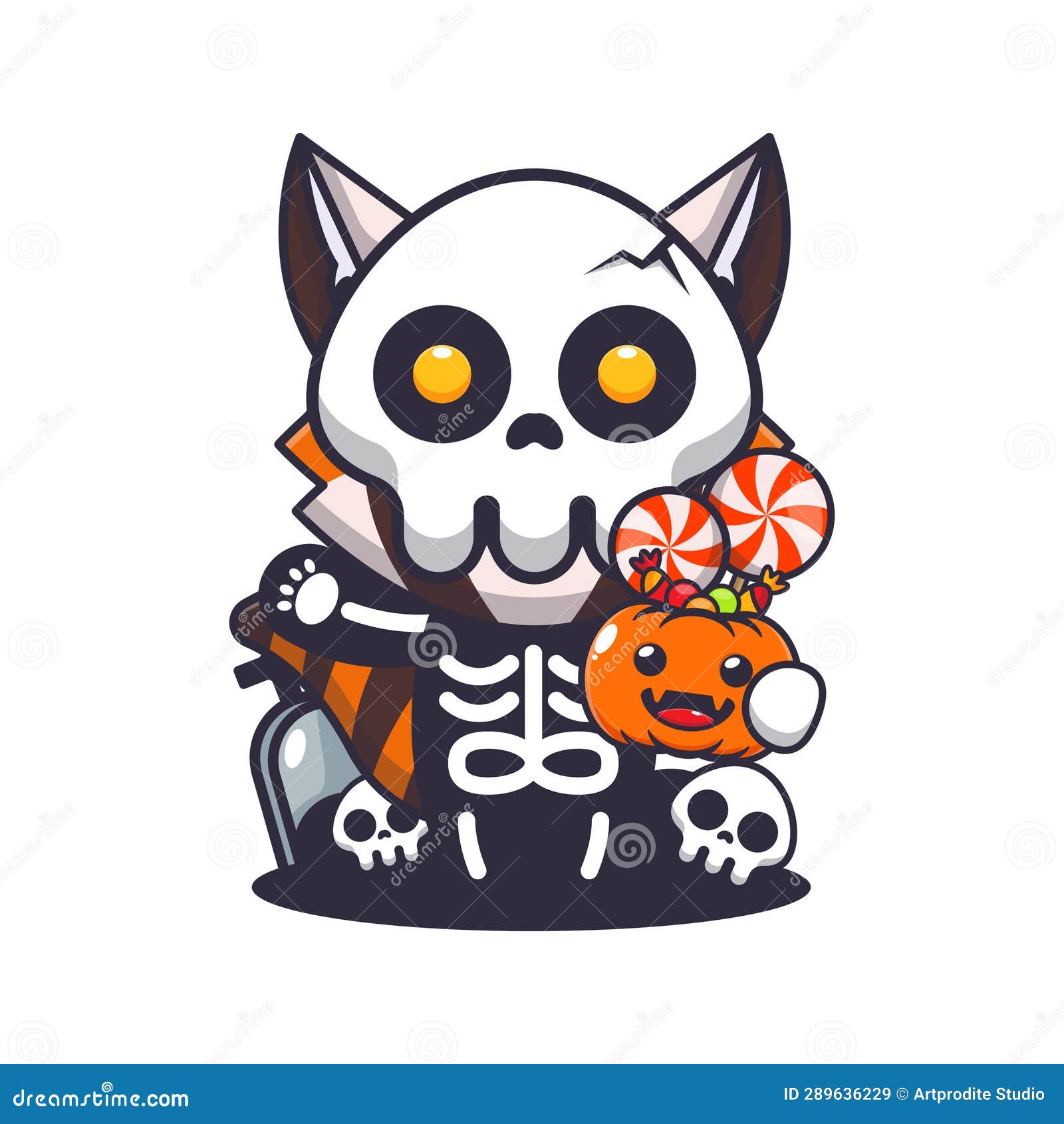 Cute Red Panda with Skeleton Costume Holding Halloween Pumpkin. Stock ...