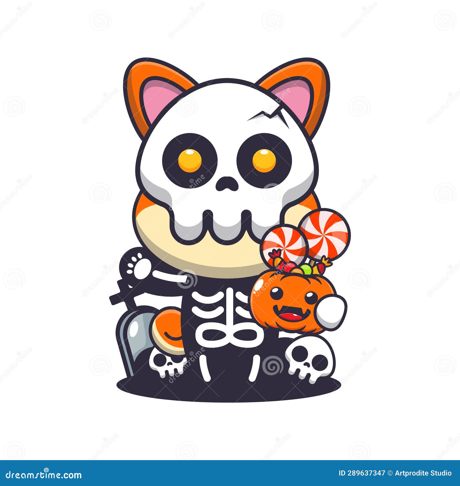 Cute Shiba Inu with Skeleton Costume Holding Halloween Pumpkin. Stock ...