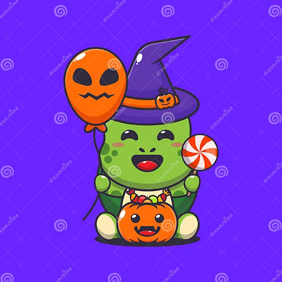 Witch Turtle Holding Halloween Balloon and Candy. Cute Halloween ...
