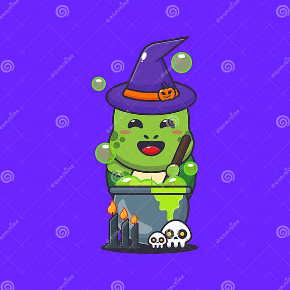 Witch Turtle Making Potion in Halloween Day. Cute Halloween Cartoon ...