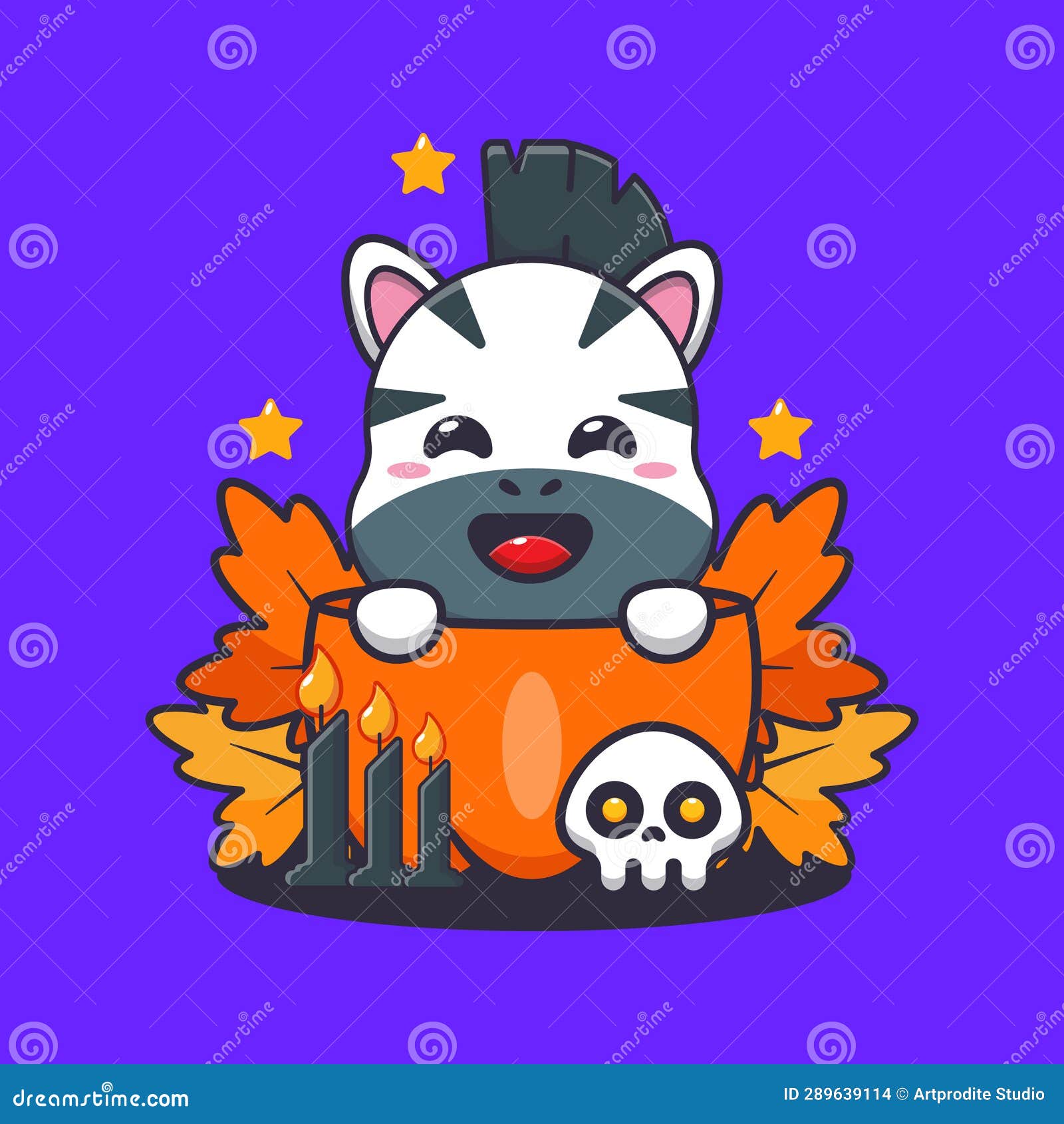Cute Zebra in Halloween Pumpkin. Stock Vector - Illustration of ...