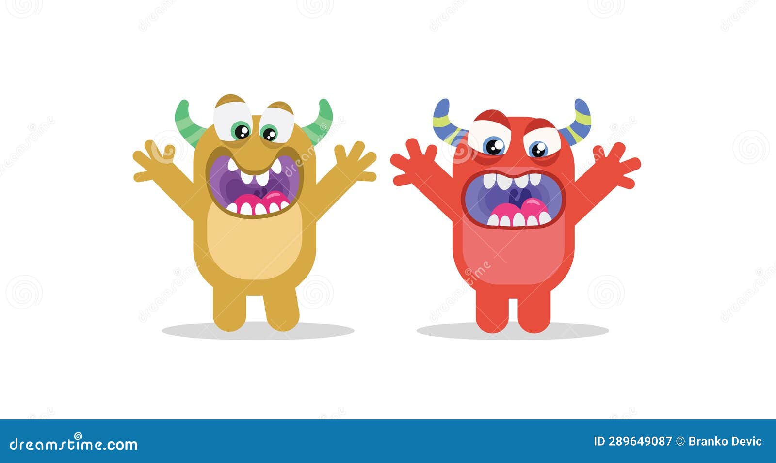 Cute Funny Screaming Monsters Vector Illustration Stock Vector ...
