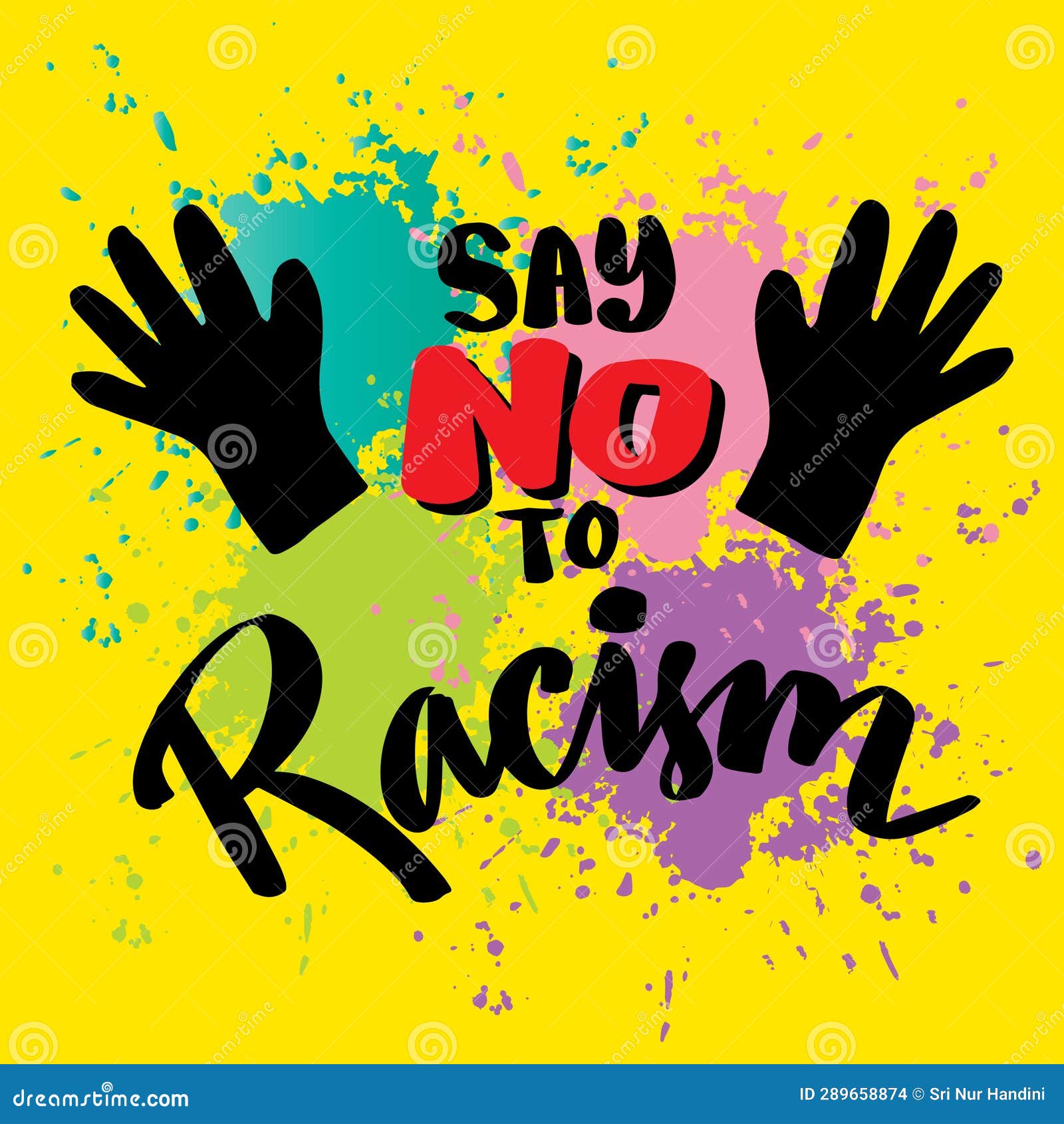 Say No Racism, Hand Lettering. Stock Illustration - Illustration of ...