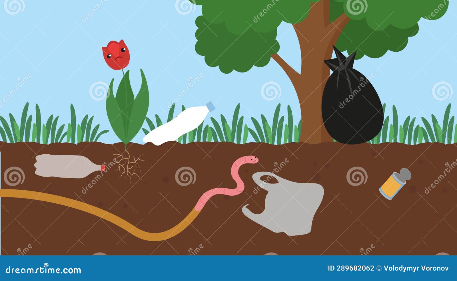 Garbage in the Garden. Vector Illustration. Stock Vector - Illustration ...