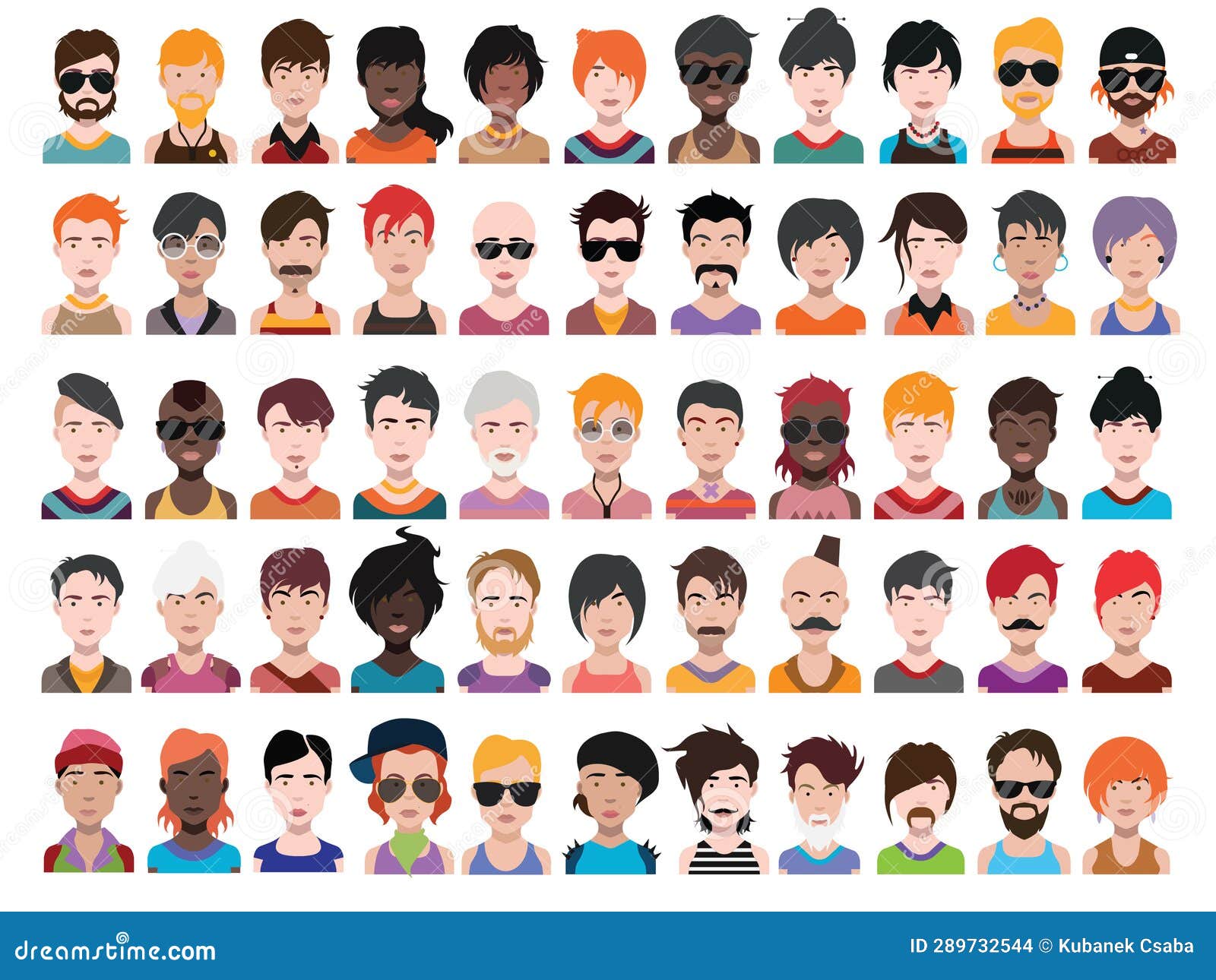 Set of 50 Color, Diferent Avatar Set 2 Stock Illustration ...