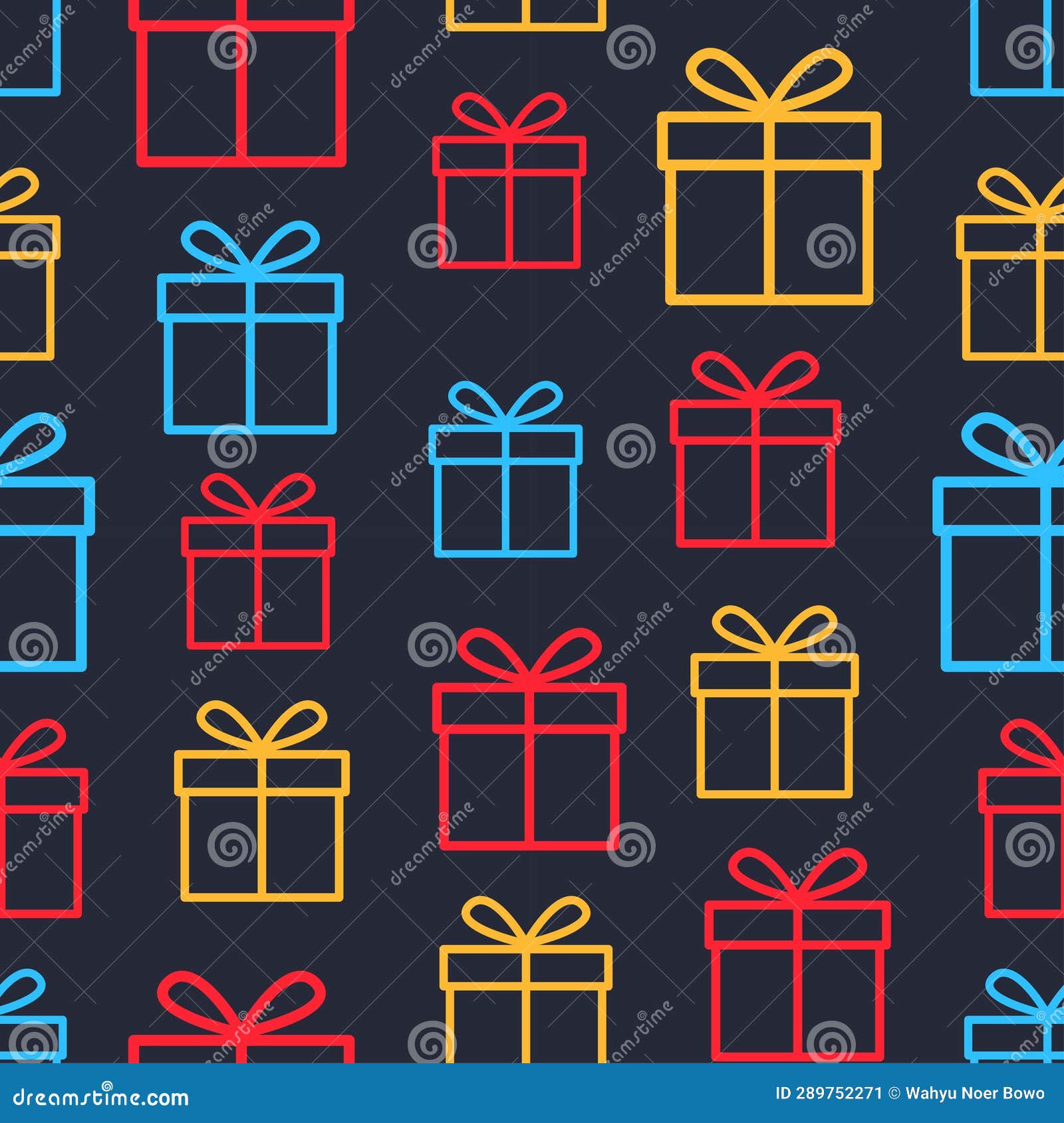 Repeating Pattern of Colorful Outline Gift Icon Stock Illustration ...