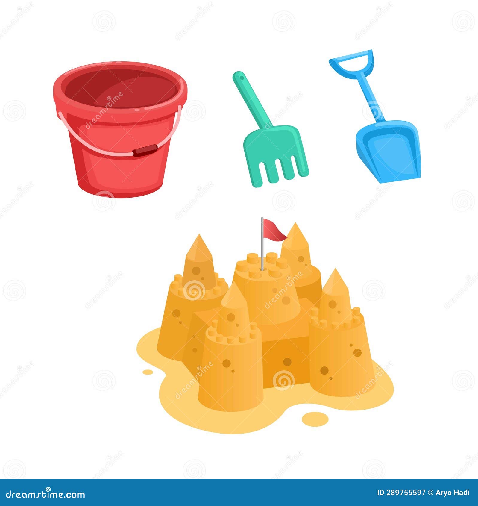Sandpit With Fork And Bucket Vector Illustration | CartoonDealer.com ...