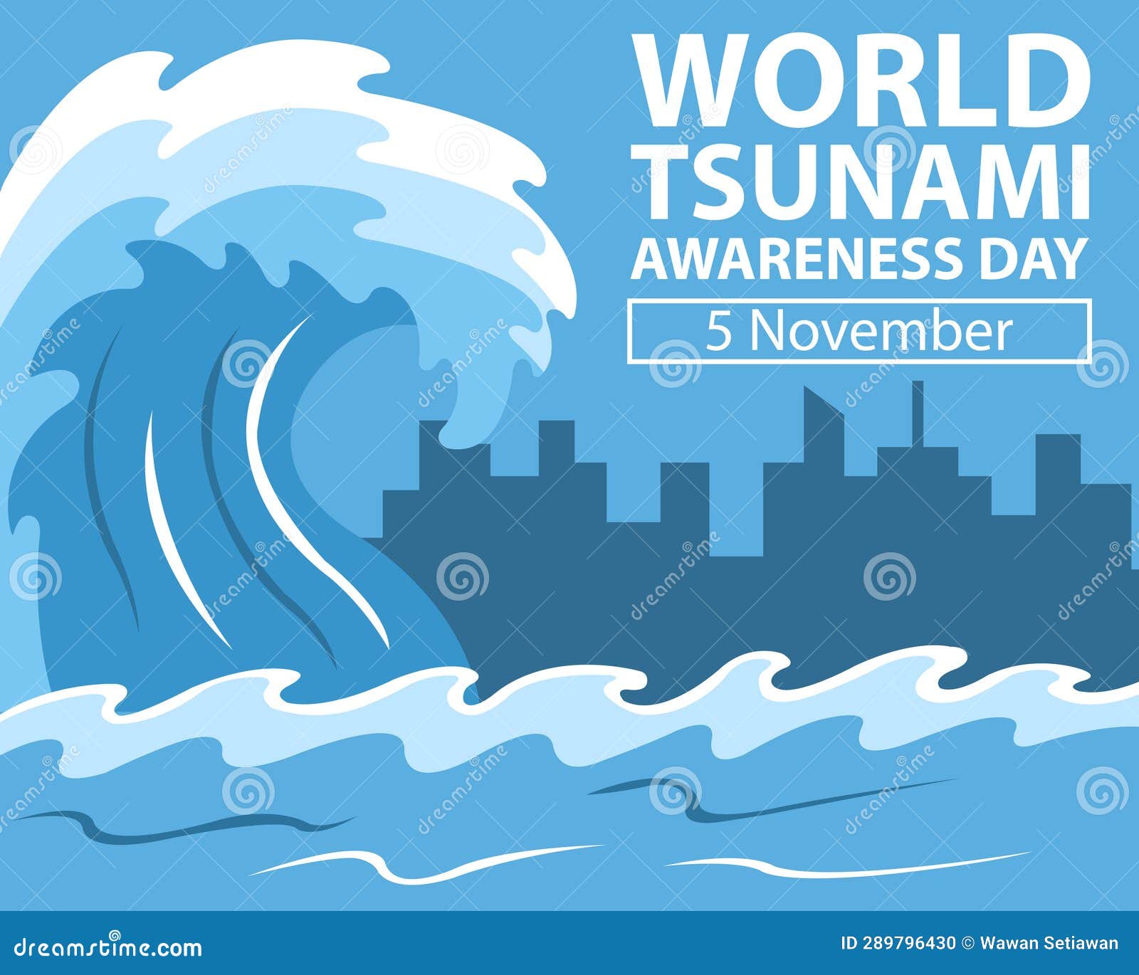 Illustration Vector Graphic of Tsunami Waves, Showing the Silhouette of ...