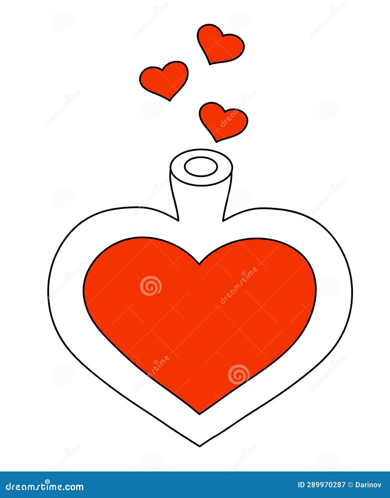 Poison Bottle. Heart Shaped Vessel. Vector Flat Illustration. Witch ...