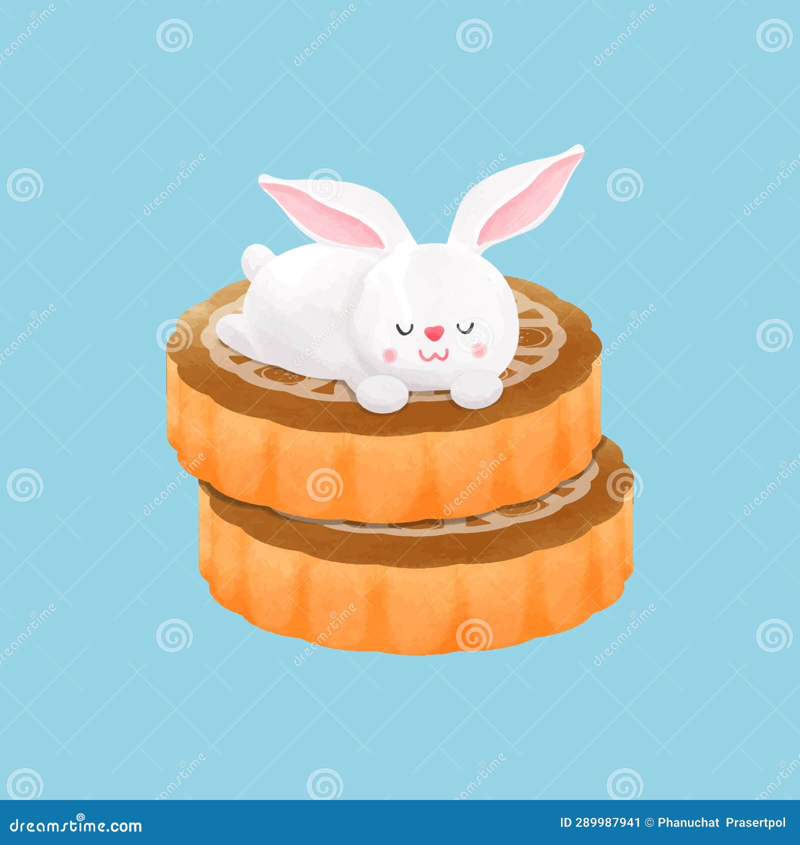 Mid Autumn Festival Rabbit Watercolorisolated on White Blackground ...