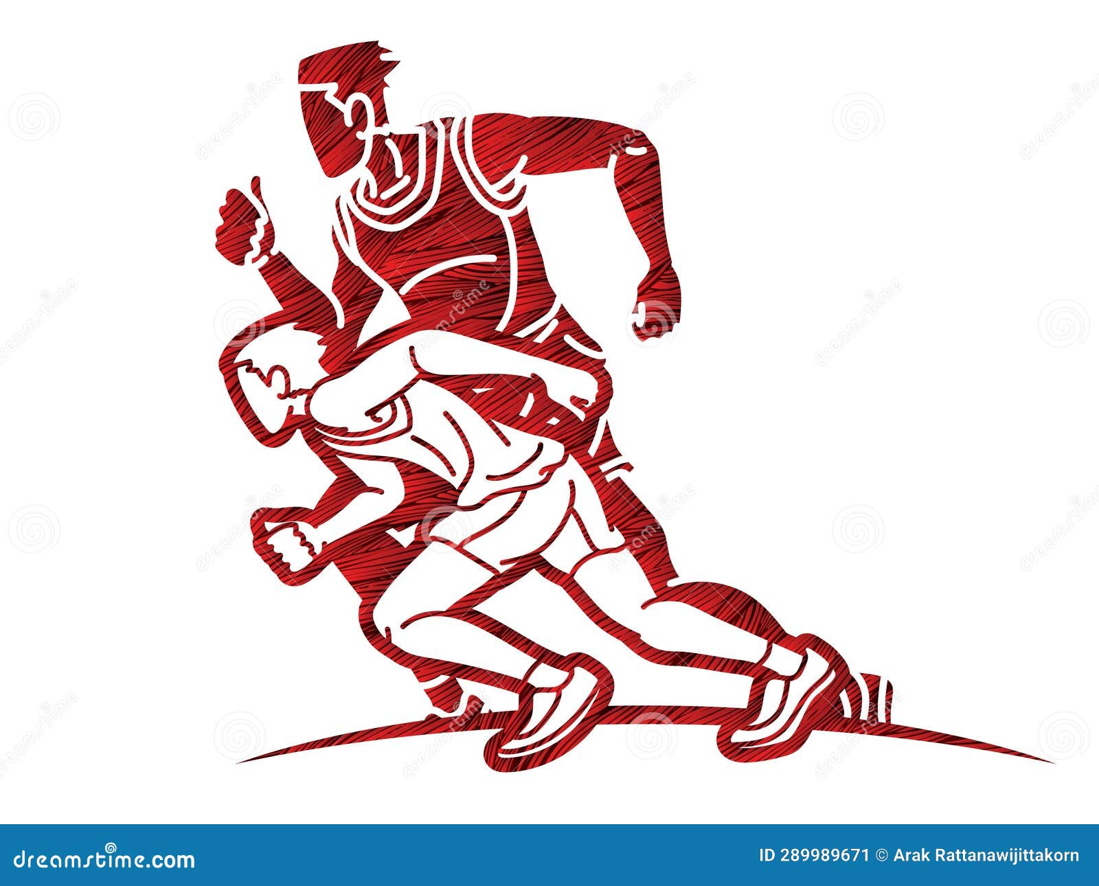 Group of Runner Action Start Running Men Run Together Cartoon Sport ...