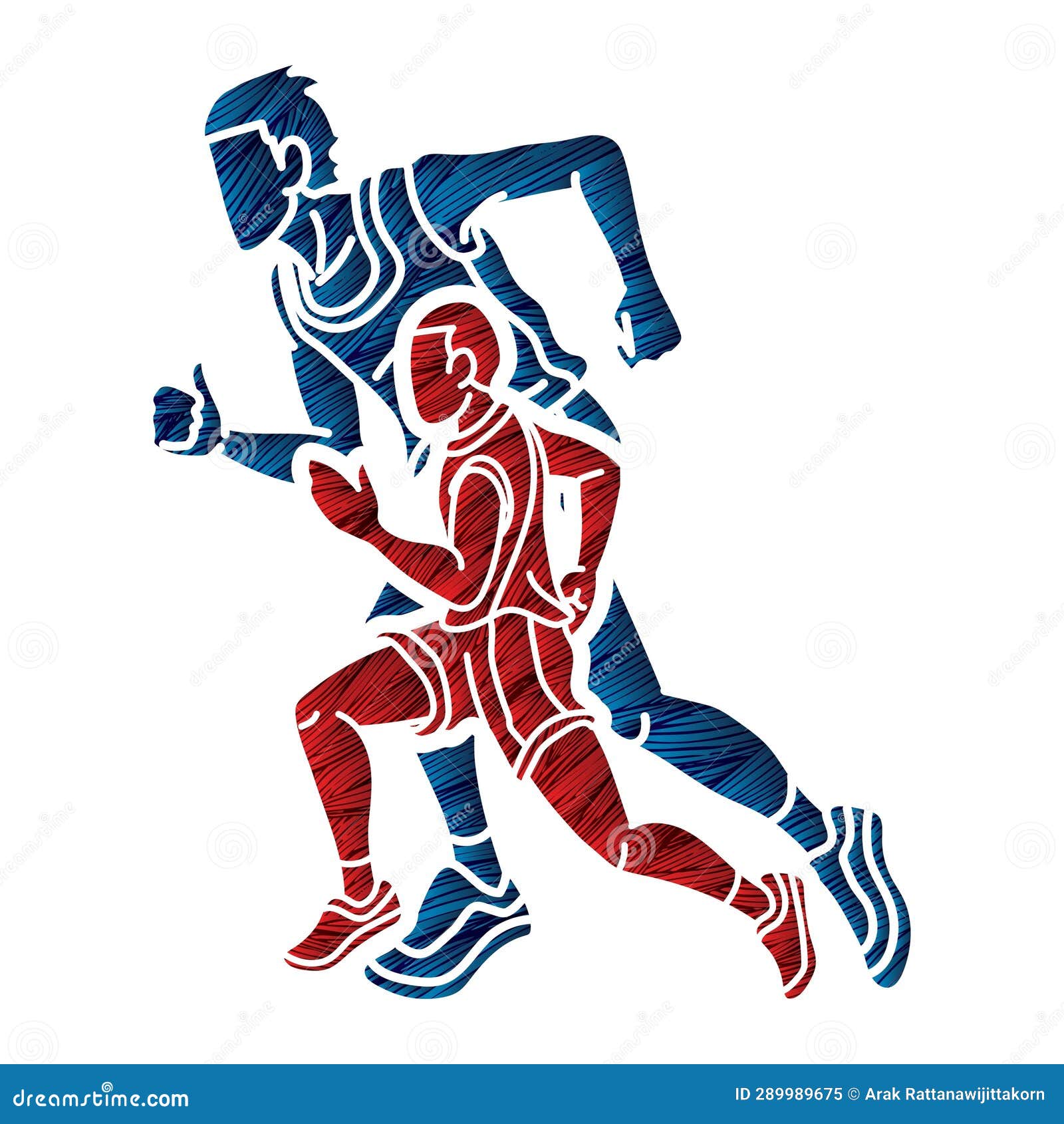 Group of Runner Action Start Running Men Run Together Cartoon Sport ...