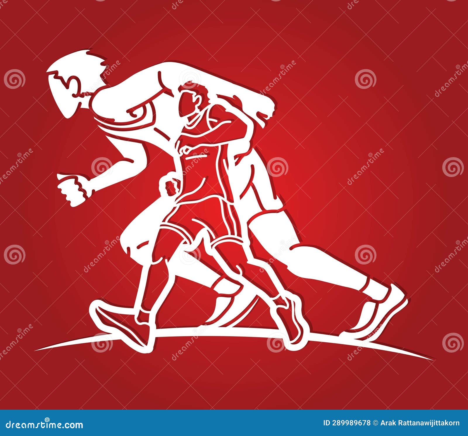 Group of Runner Action Start Running Men Run Together Cartoon Sport ...