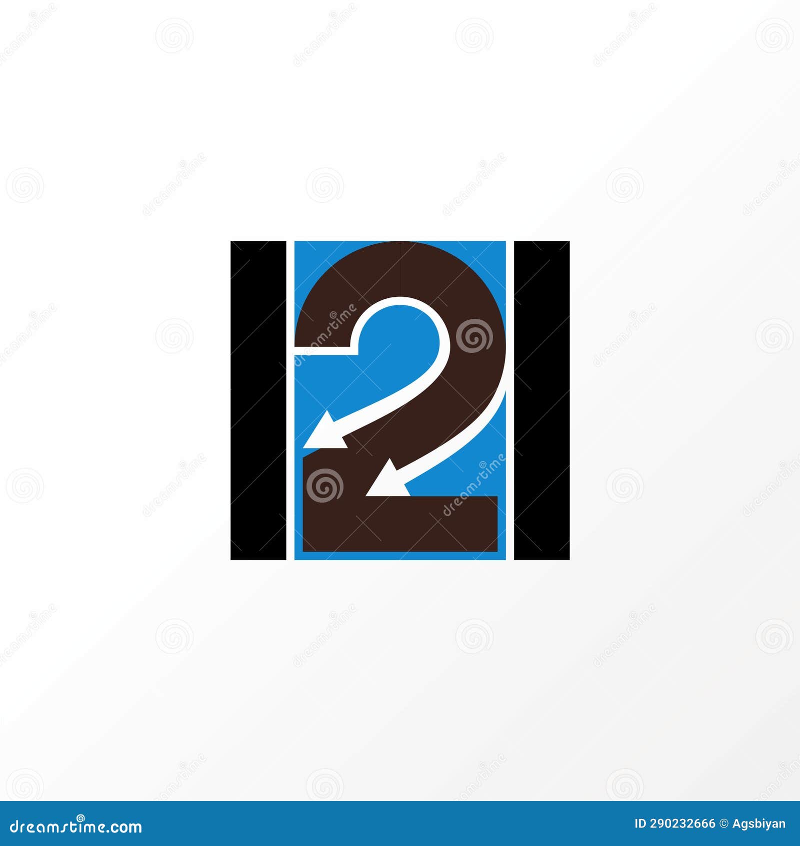 Sign Initial 2 Font with Double Arrows on Rectangular. Related Monogram ...