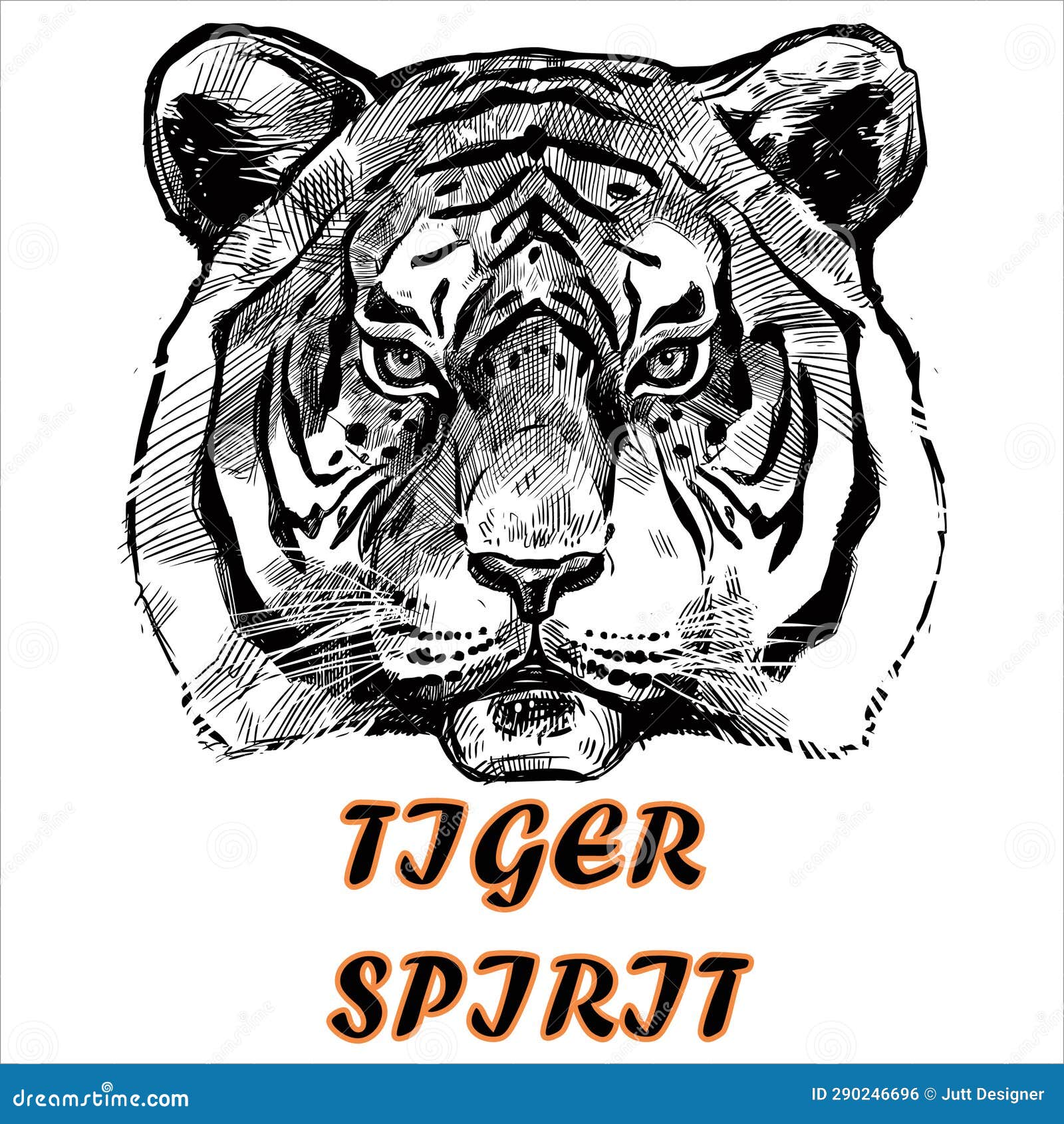 The Tiger Spirit Design for T-shirt Print Stock Illustration ...