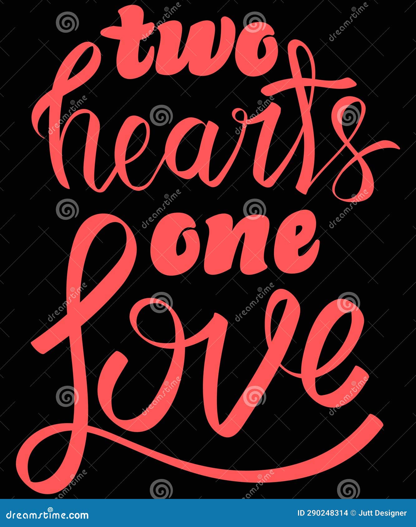 Two Hearts One Love a Cute Love Design Stock Vector - Illustration of ...