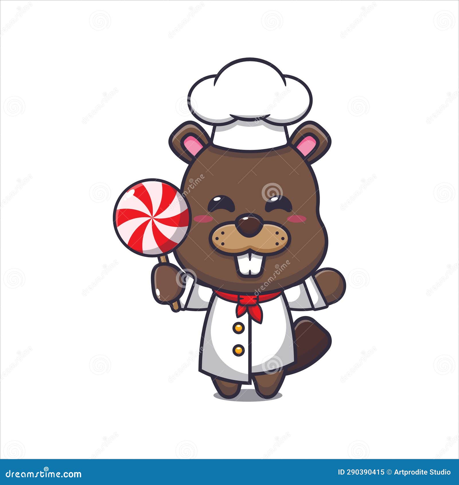 Cute Chef Beaver Holding Candy. Stock Vector - Illustration of fauna ...