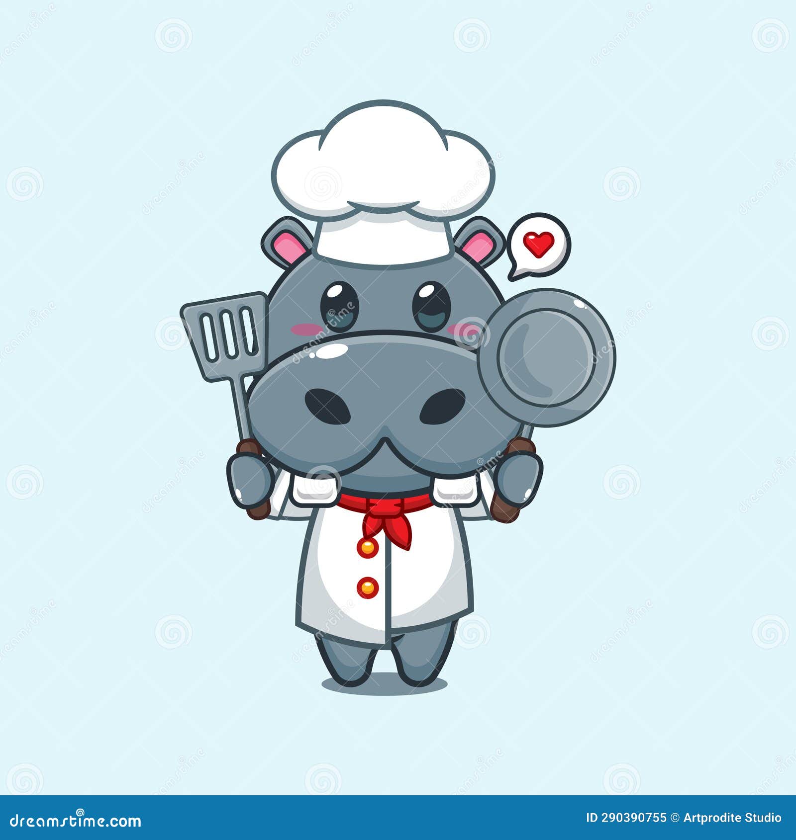 Chef Hippo Cartoon Vector Illustration. Stock Vector - Illustration of ...