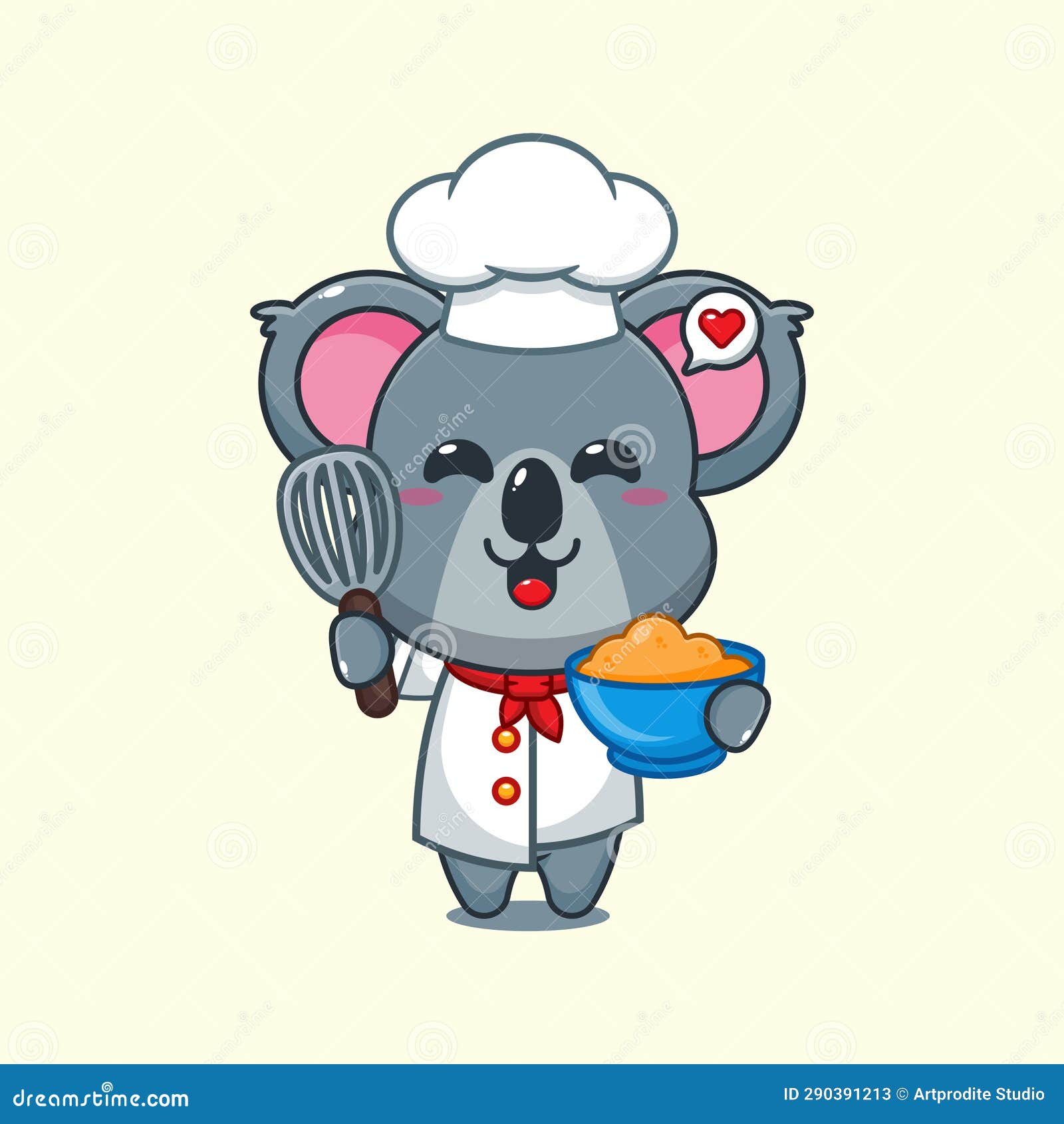 Chef Koala Cartoon Vector with Cake Dough. Stock Vector - Illustration ...