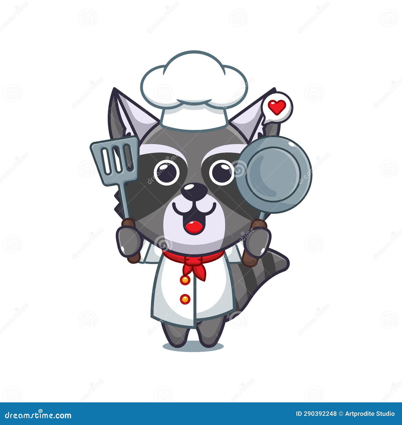 Chef Raccoon Cartoon Vector Illustration. Stock Vector - Illustration ...