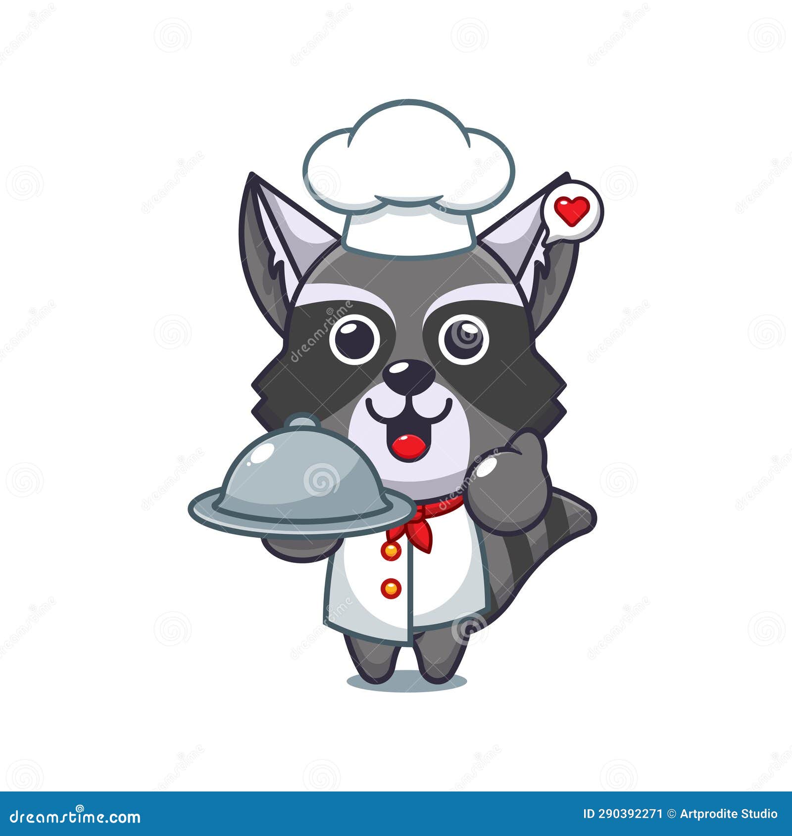 Chef Raccoon Cartoon Vector with Dish. Stock Vector - Illustration of ...