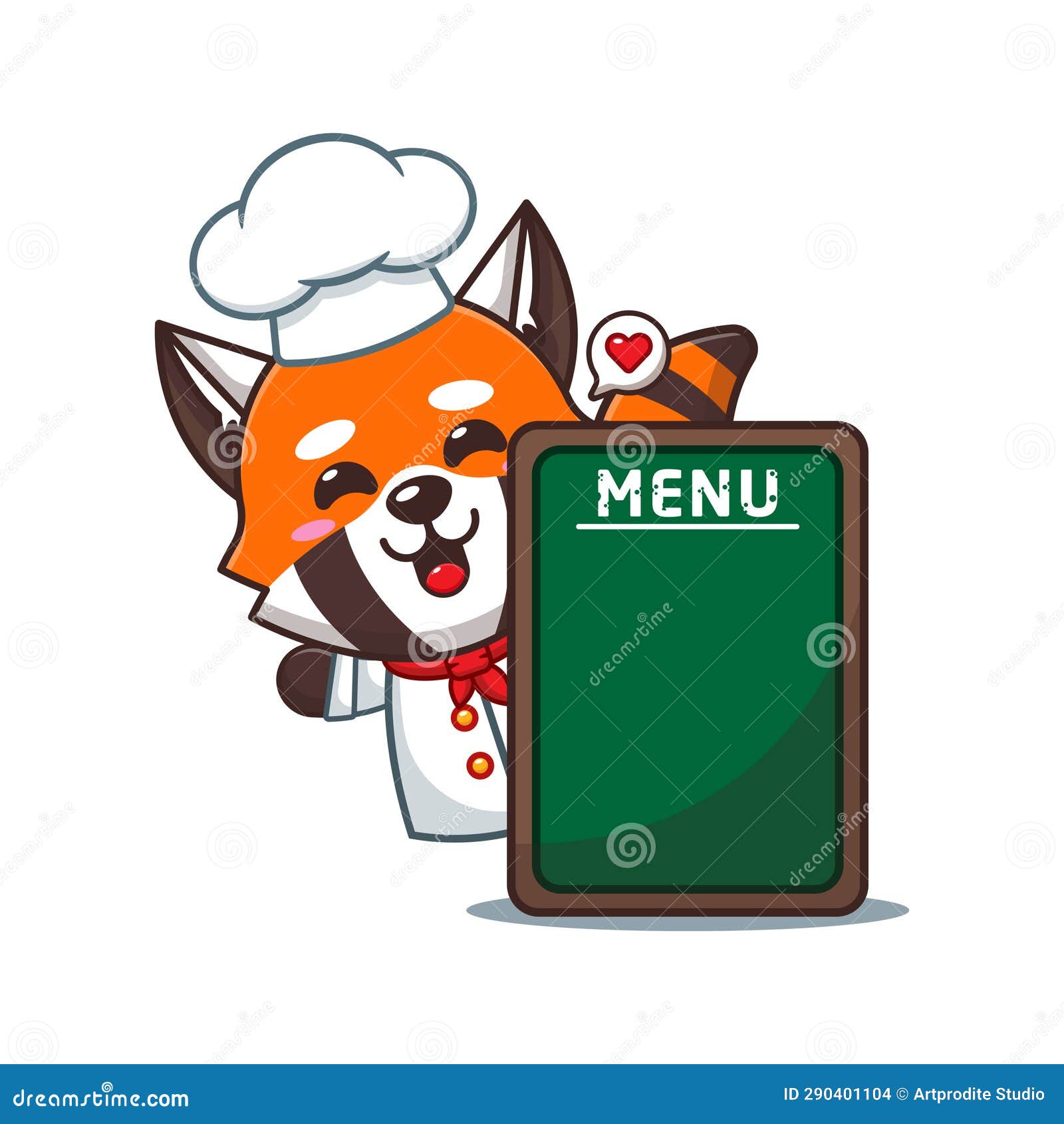 Chef Red Panda Cartoon Vector with Menu Board. Stock Vector ...