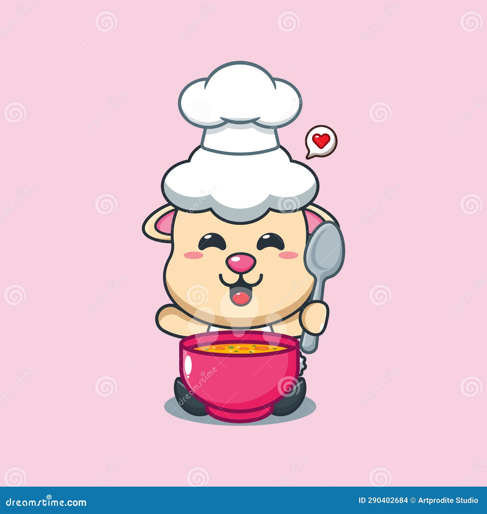 Chef Sheep Cartoon Vector with Soup. Stock Vector - Illustration of ...