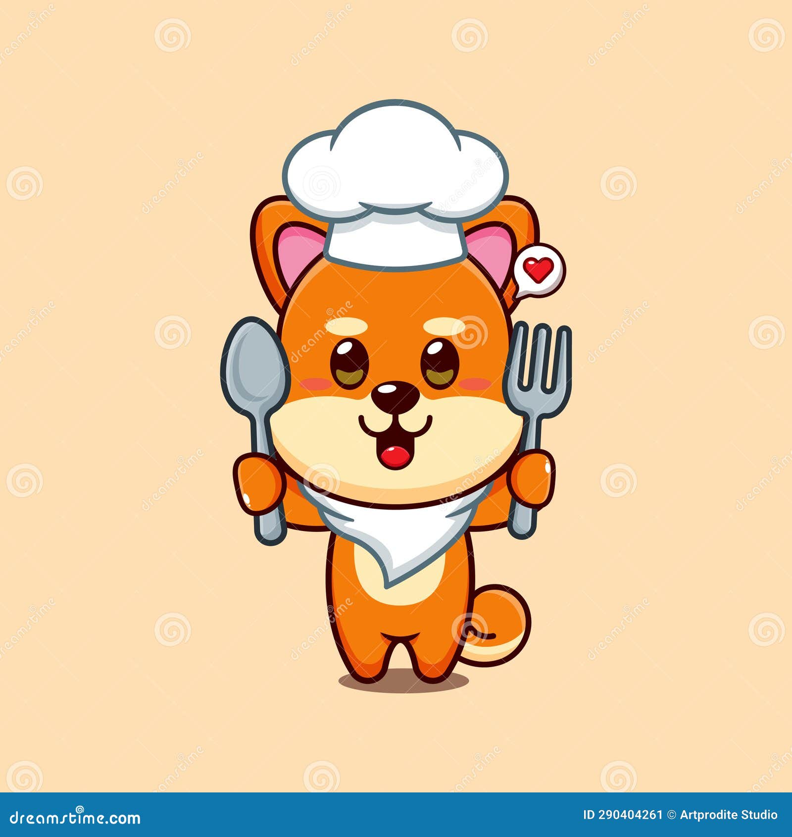 Chef Shiba Inu Cartoon Vector With Open And Close Board ...