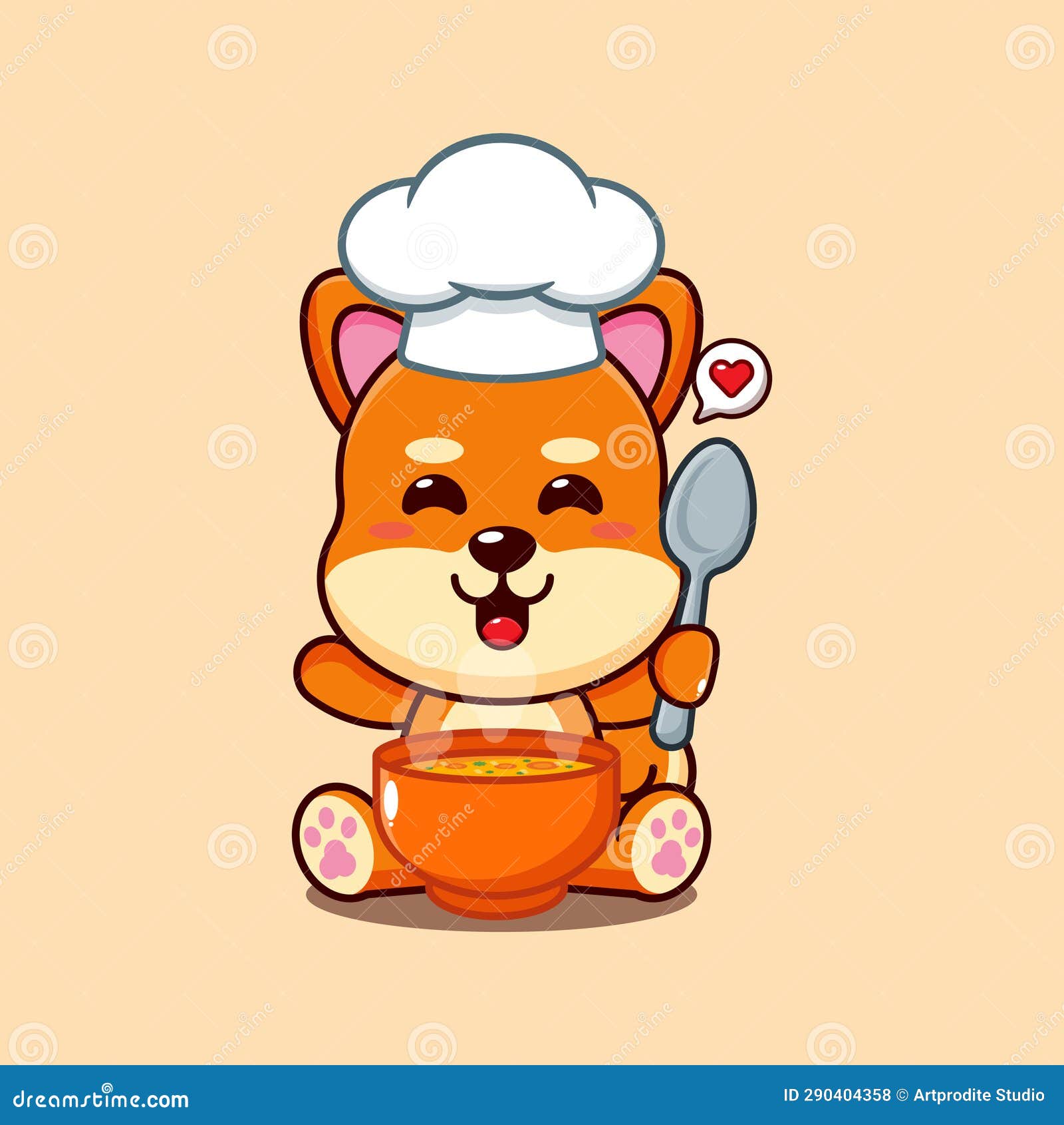 Chef Shiba Inu Cartoon Vector With Open And Close Board ...