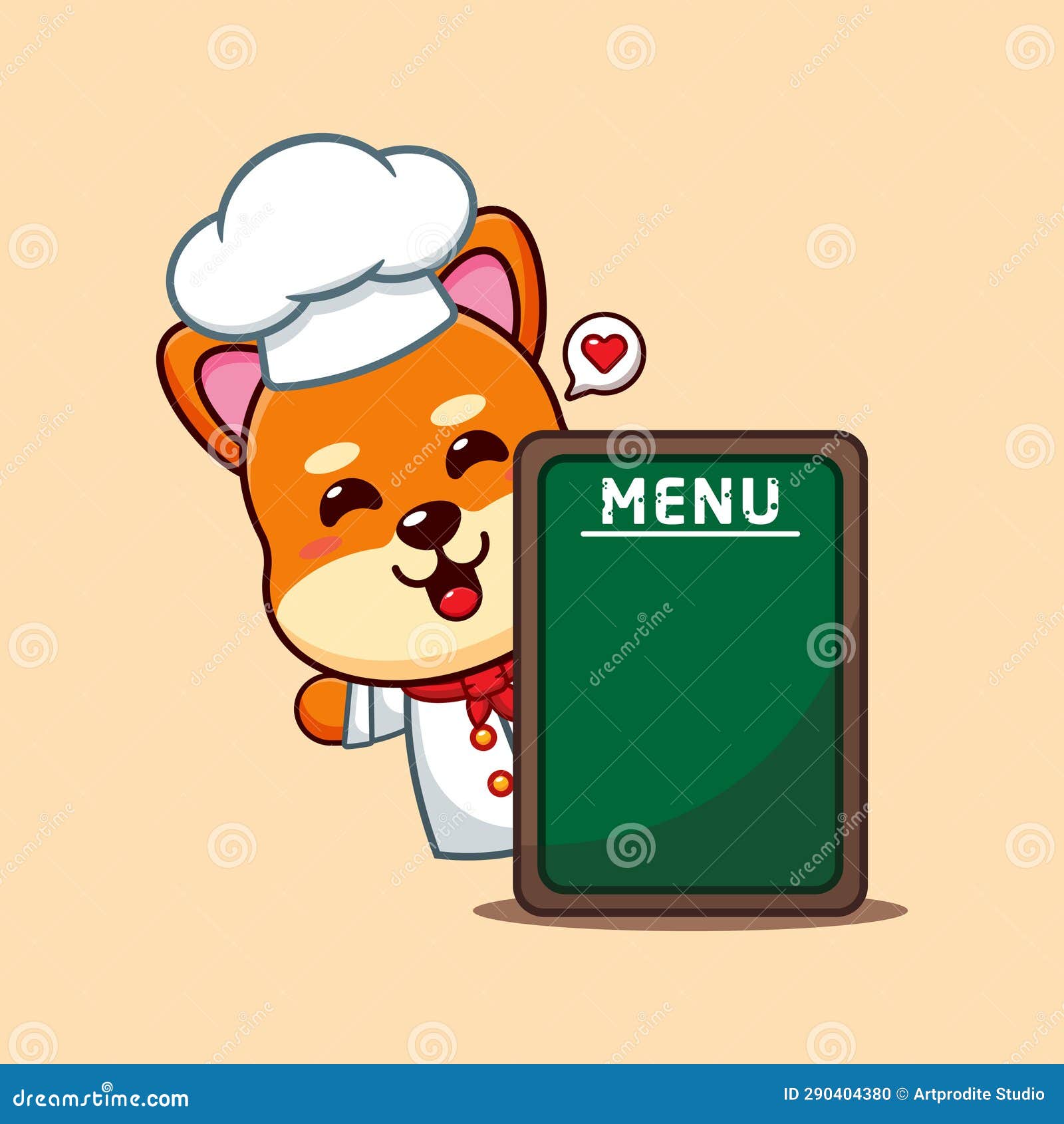 Chef Shiba Inu Cartoon Vector With Open And Close Board ...