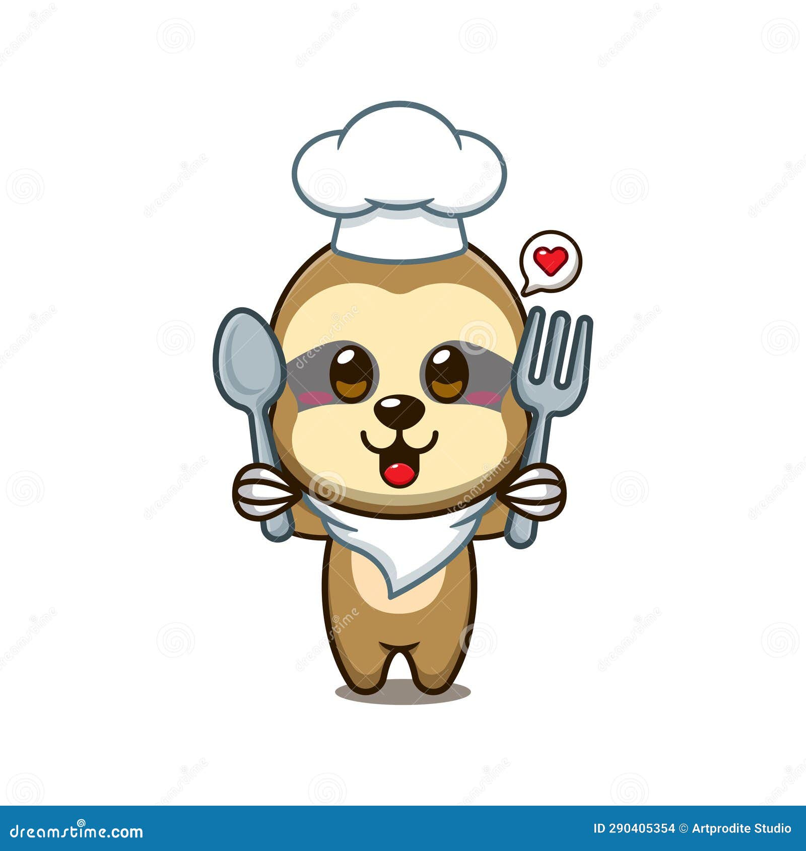 Chef Sloth Cartoon Vector With Dish. | CartoonDealer.com #290405389