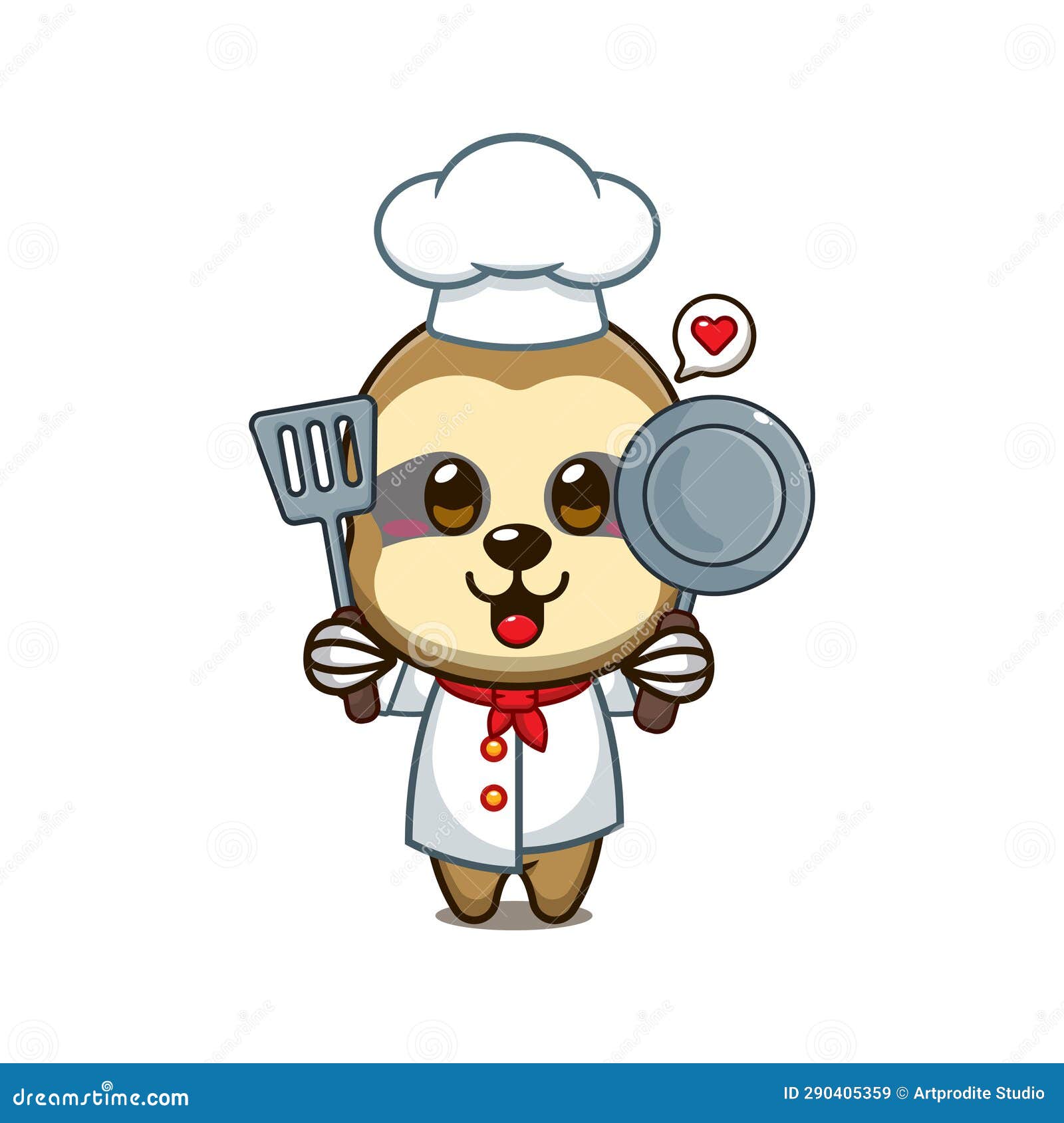 Chef Sloth Cartoon Vector With Dish. | CartoonDealer.com #290405389