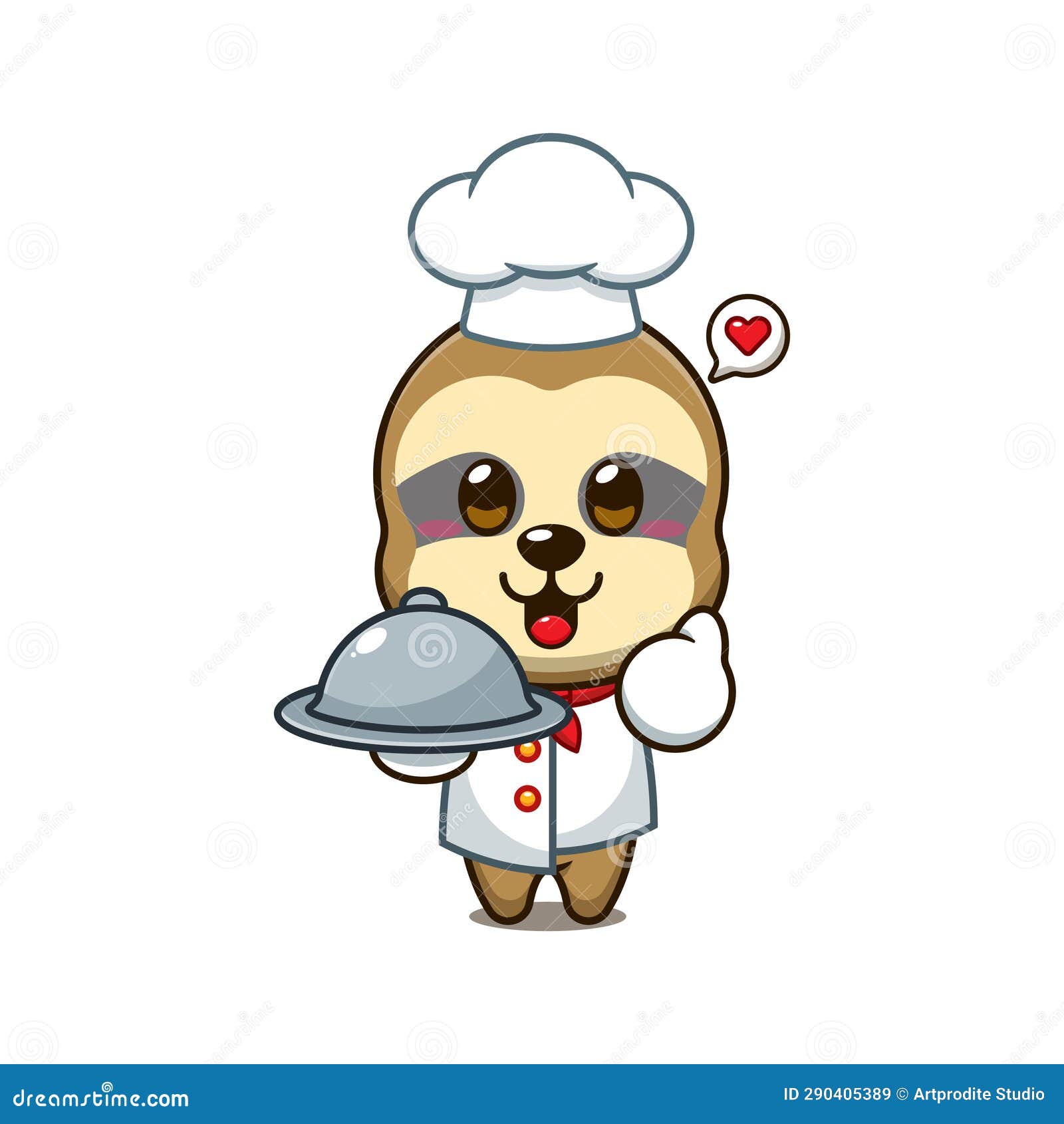 Chef Sloth Cartoon Vector With Dish. | CartoonDealer.com #290405389