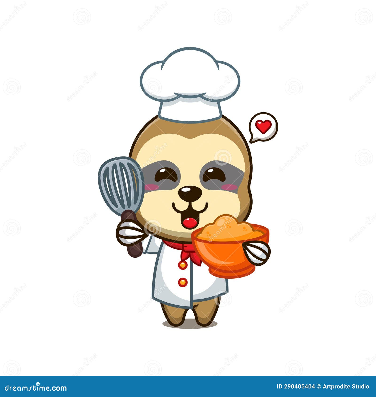 Chef Sloth Cartoon Vector With Dish. | CartoonDealer.com #290405389