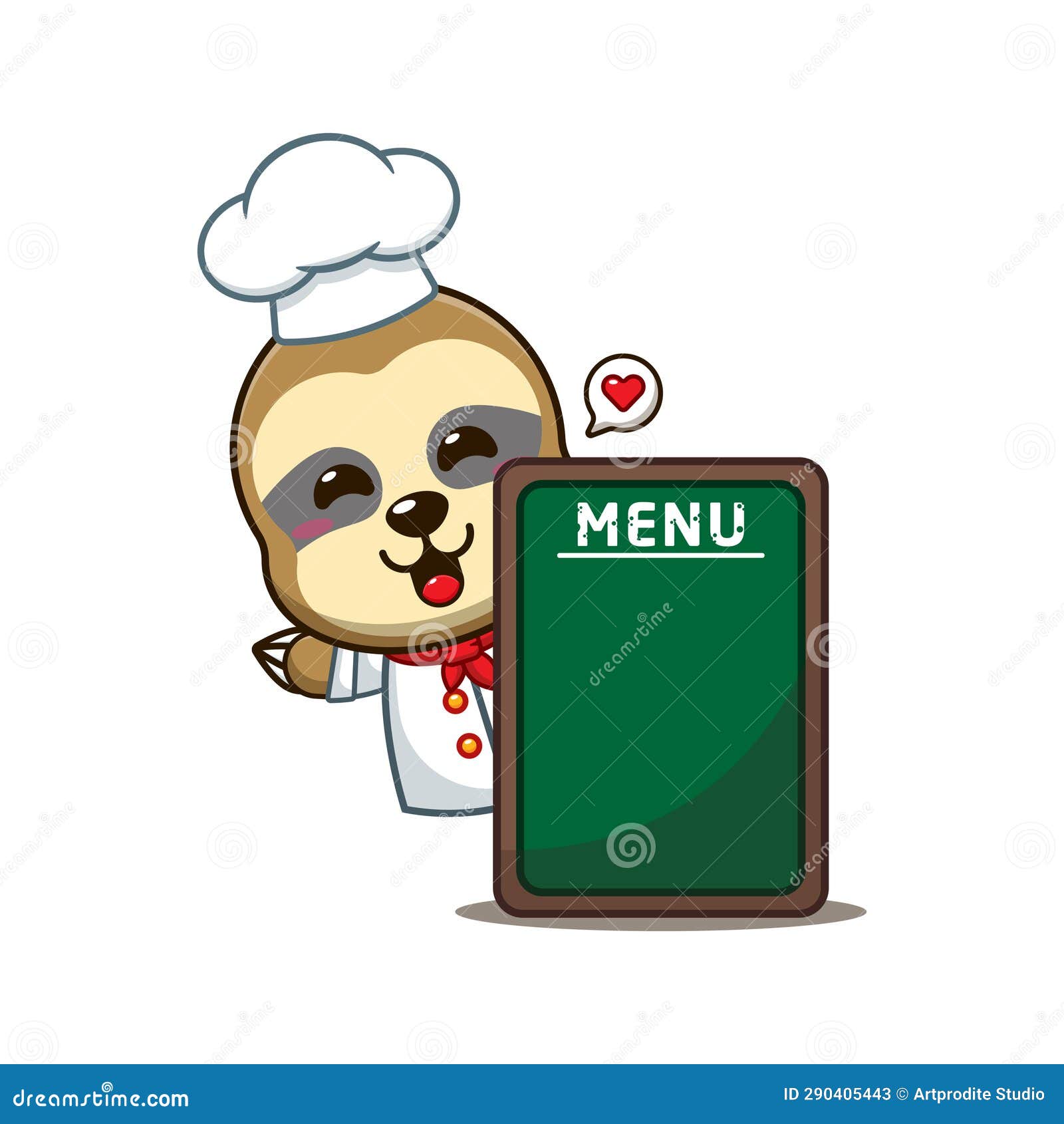 Chef Sloth Cartoon Vector With Dish. | CartoonDealer.com #290405389