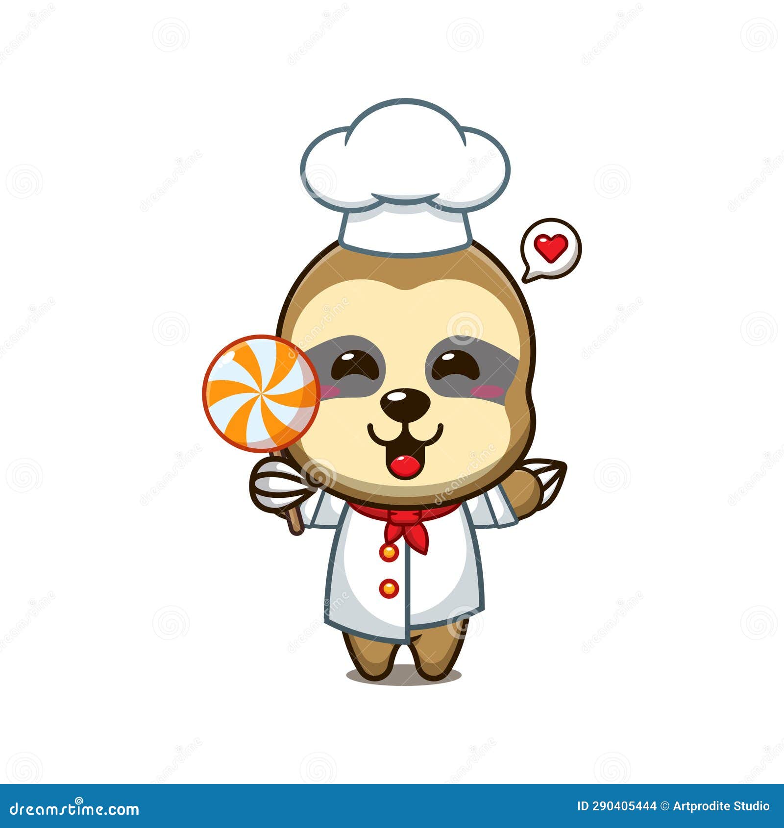 Chef Sloth Cartoon Vector Holding Candy. Stock Vector - Illustration of ...