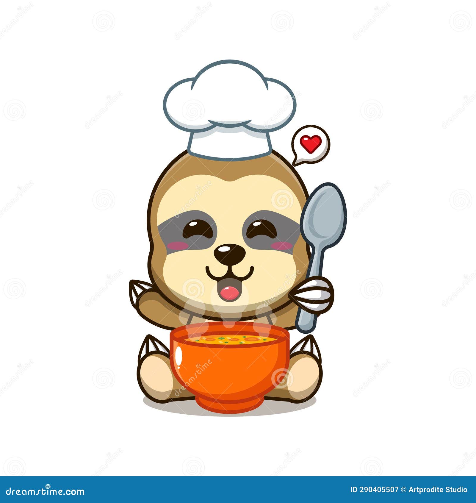 Chef Sloth Cartoon Vector With Dish. | CartoonDealer.com #290405389