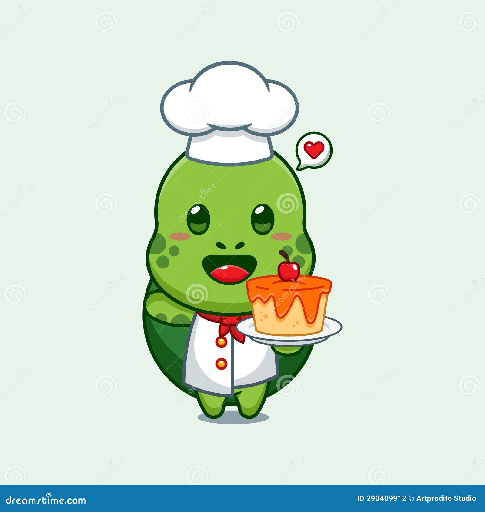Chef Turtle Cartoon Vector with Cake. Stock Vector - Illustration of ...