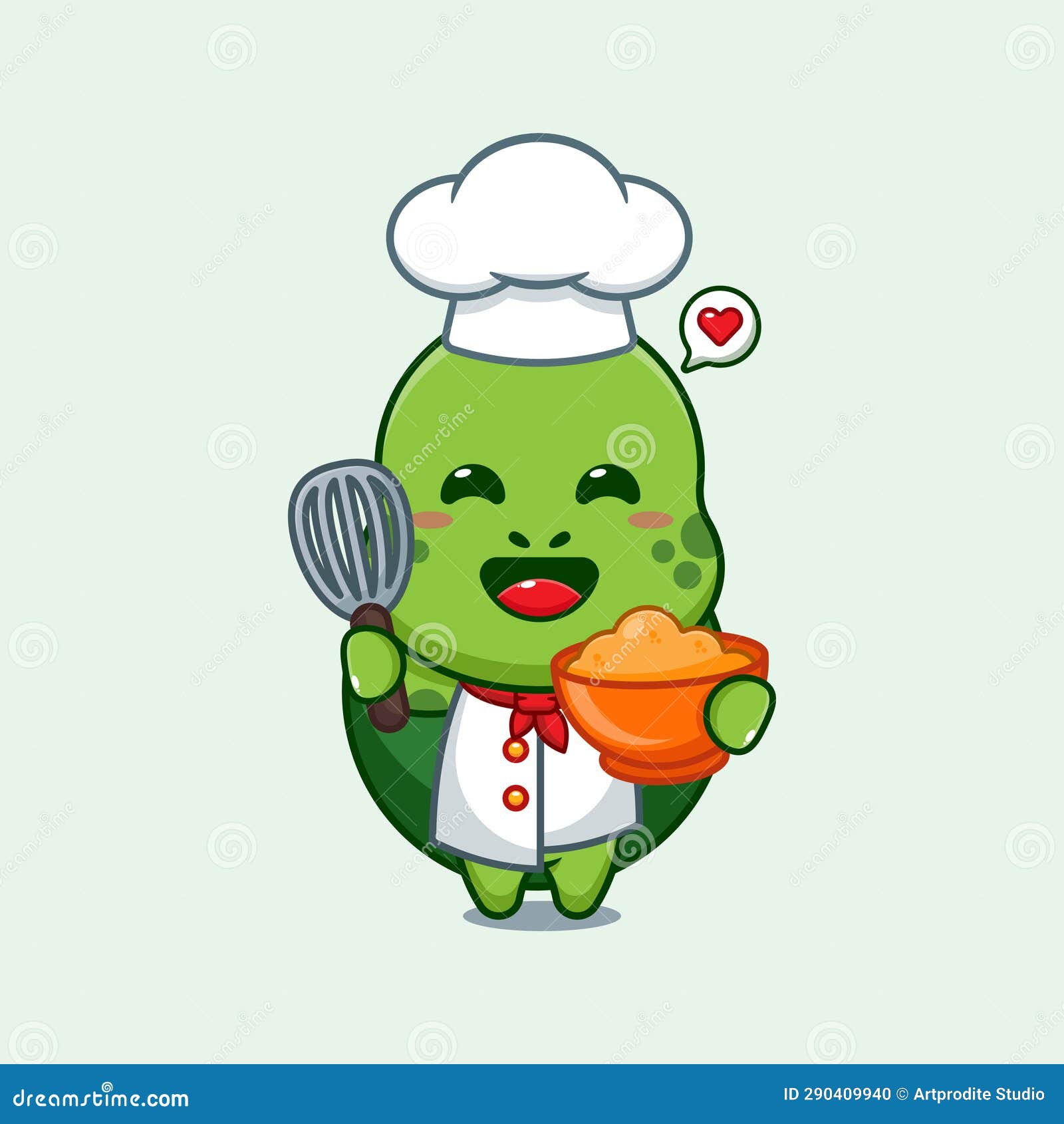 Chef Turtle Cartoon Vector with Cake Dough. Stock Vector - Illustration ...