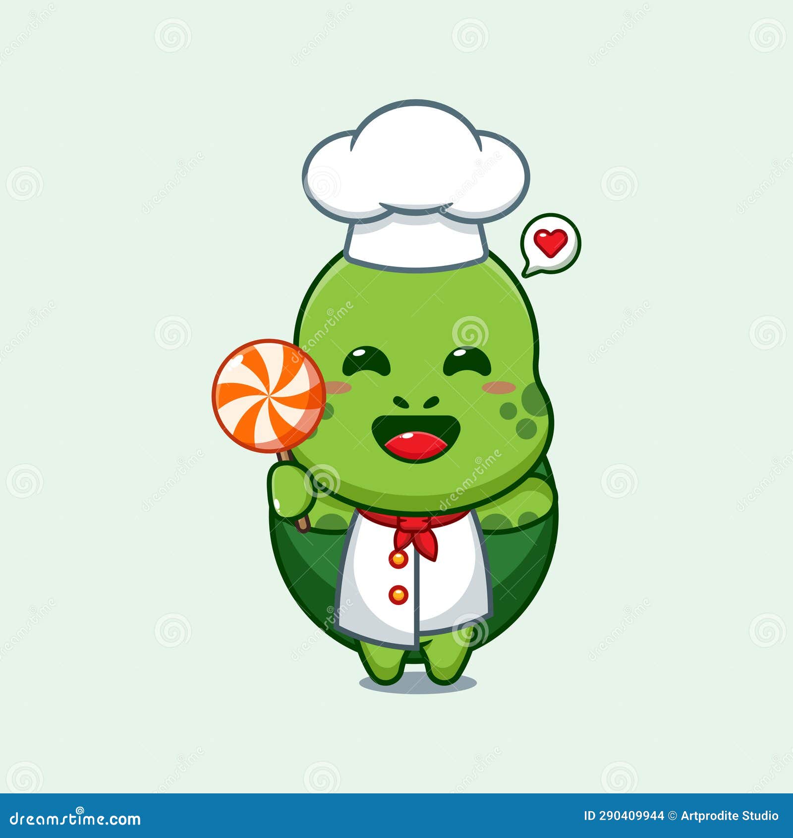 Chef Turtle Cartoon Vector Holding Candy. Stock Vector - Illustration ...